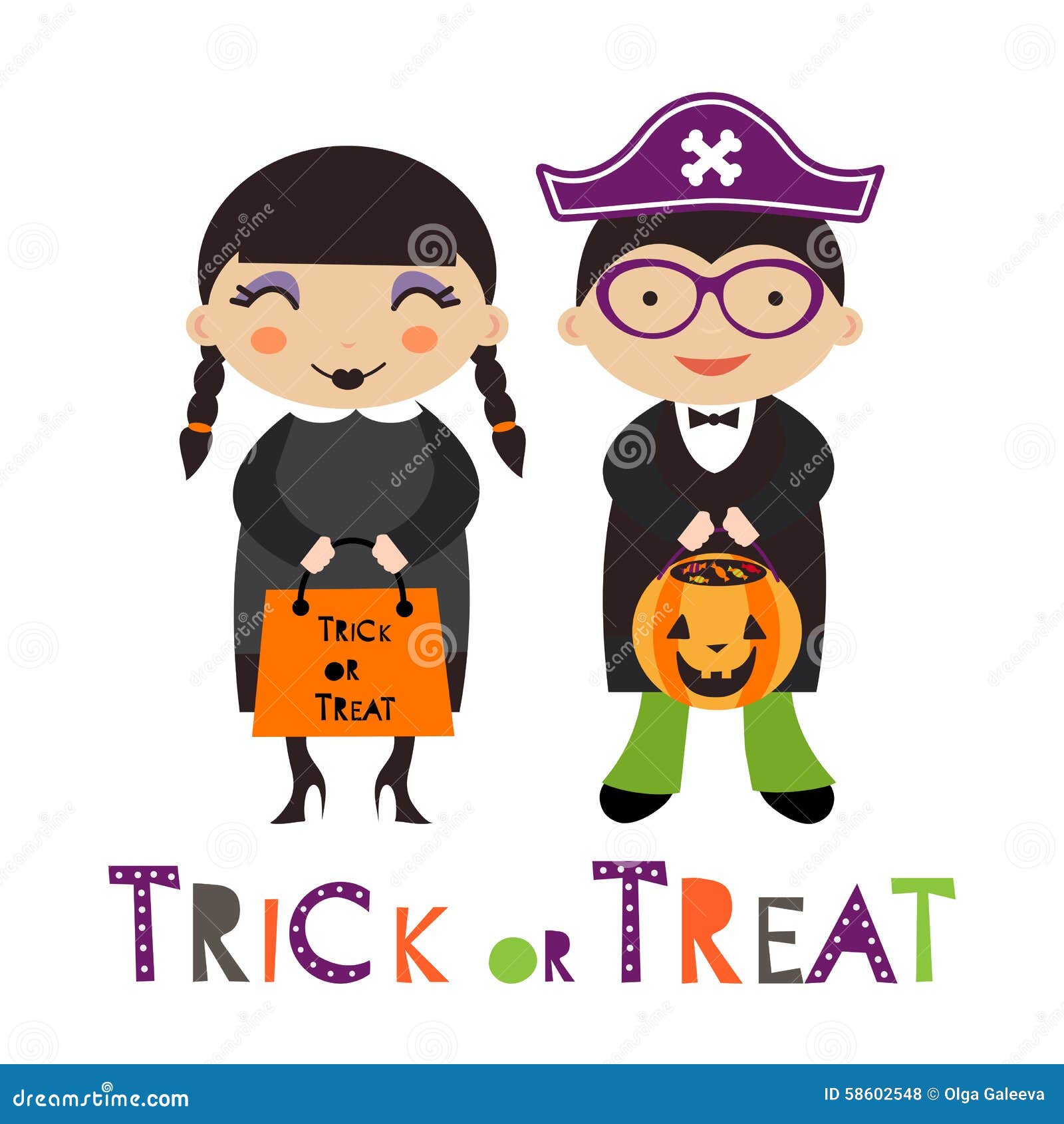 A Happy Halloween Kids Couple Stock Vector - Illustration of devil ...