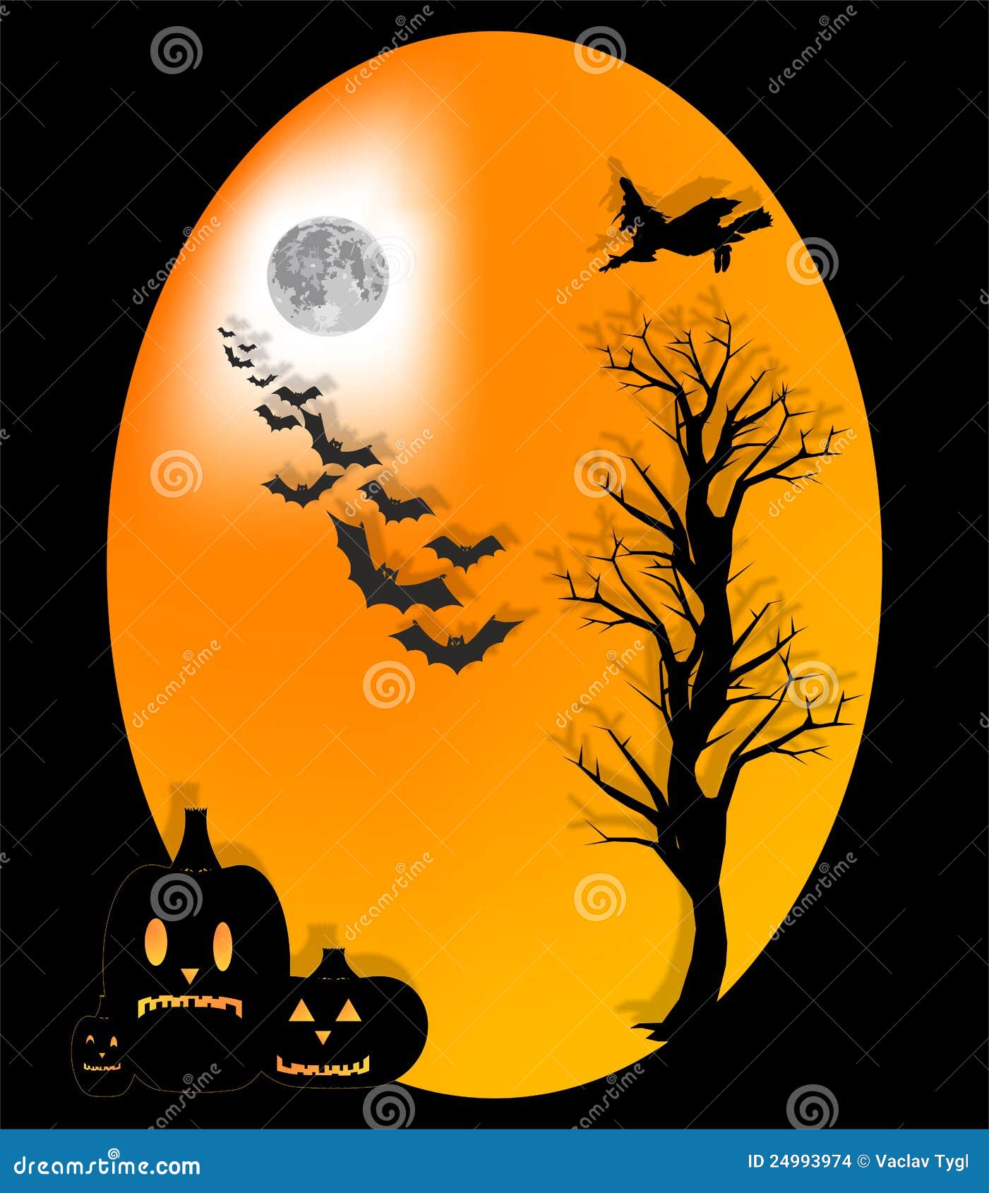 Happy Halloween with Moon Orange Stock Vector - Illustration of horror ...