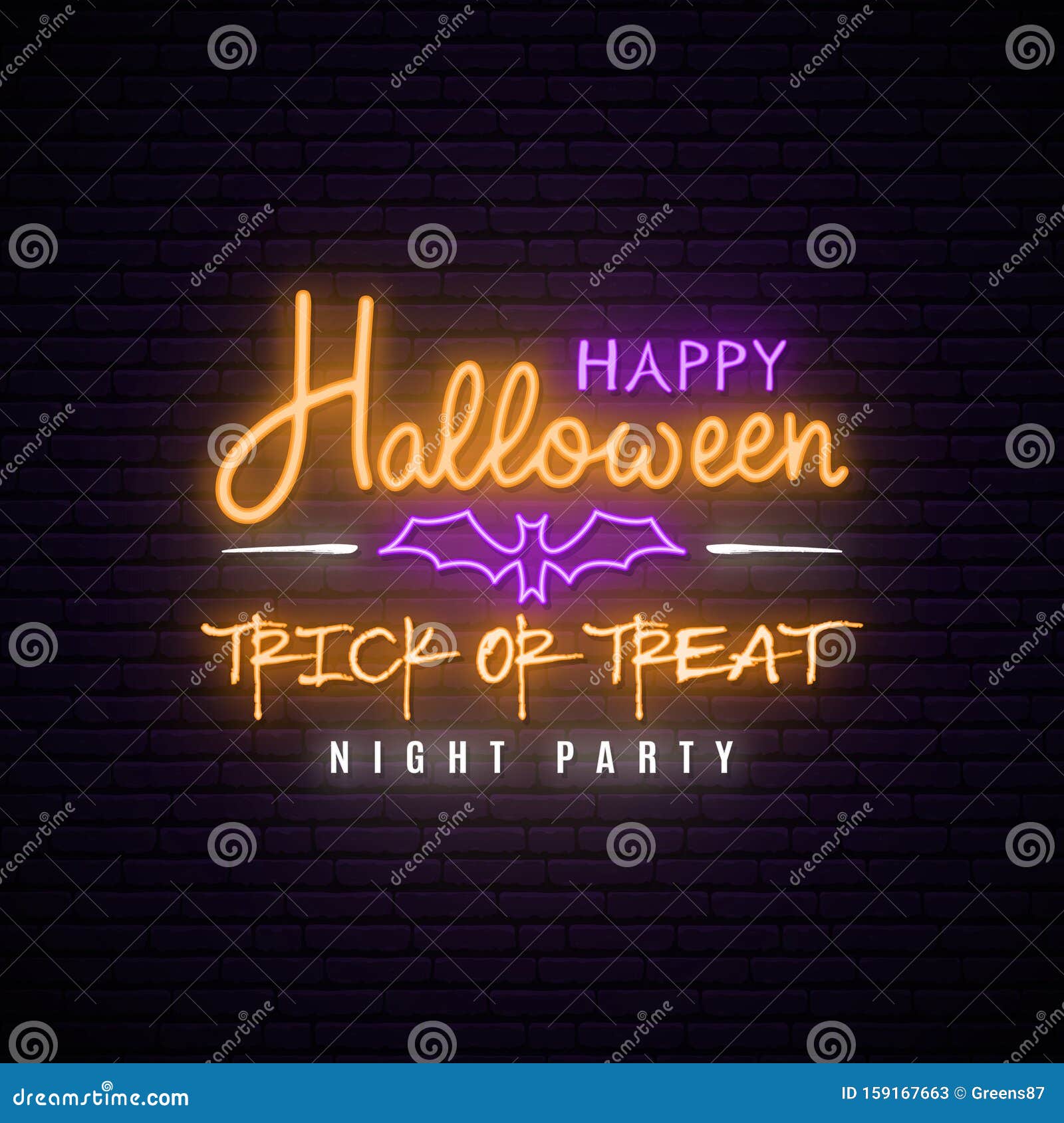 Happy Halloween Neon Concept Banner Stock Vector Illustration Of