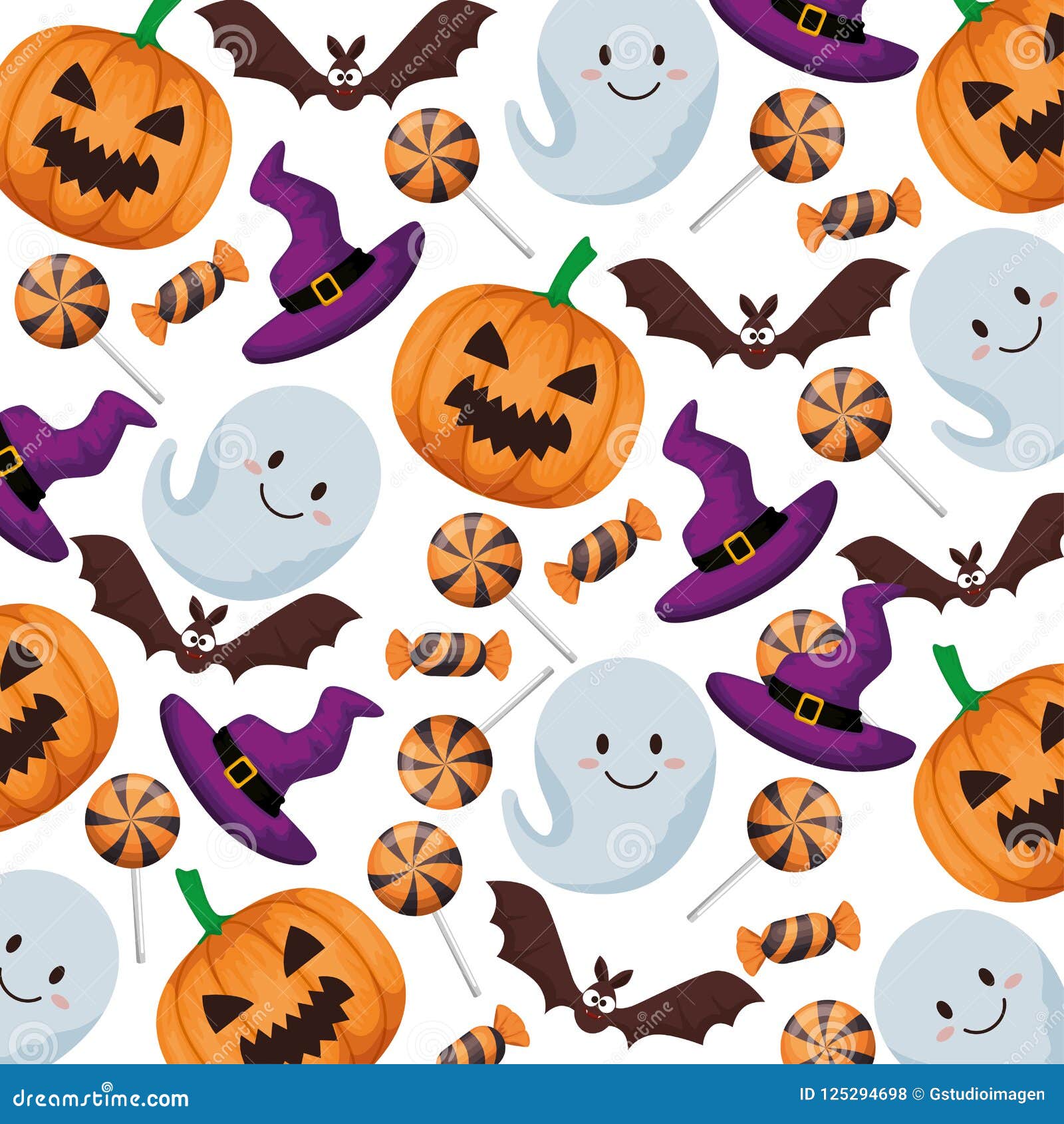 Happy Halloween Pattern Background Stock Vector - Illustration of label ...