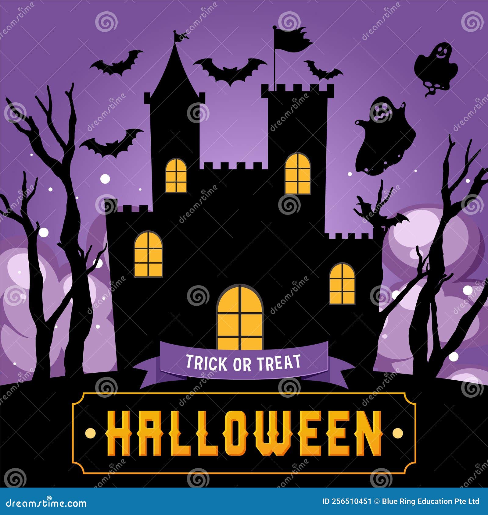 Happy Halloween Poster Template Stock Vector - Illustration of castle ...