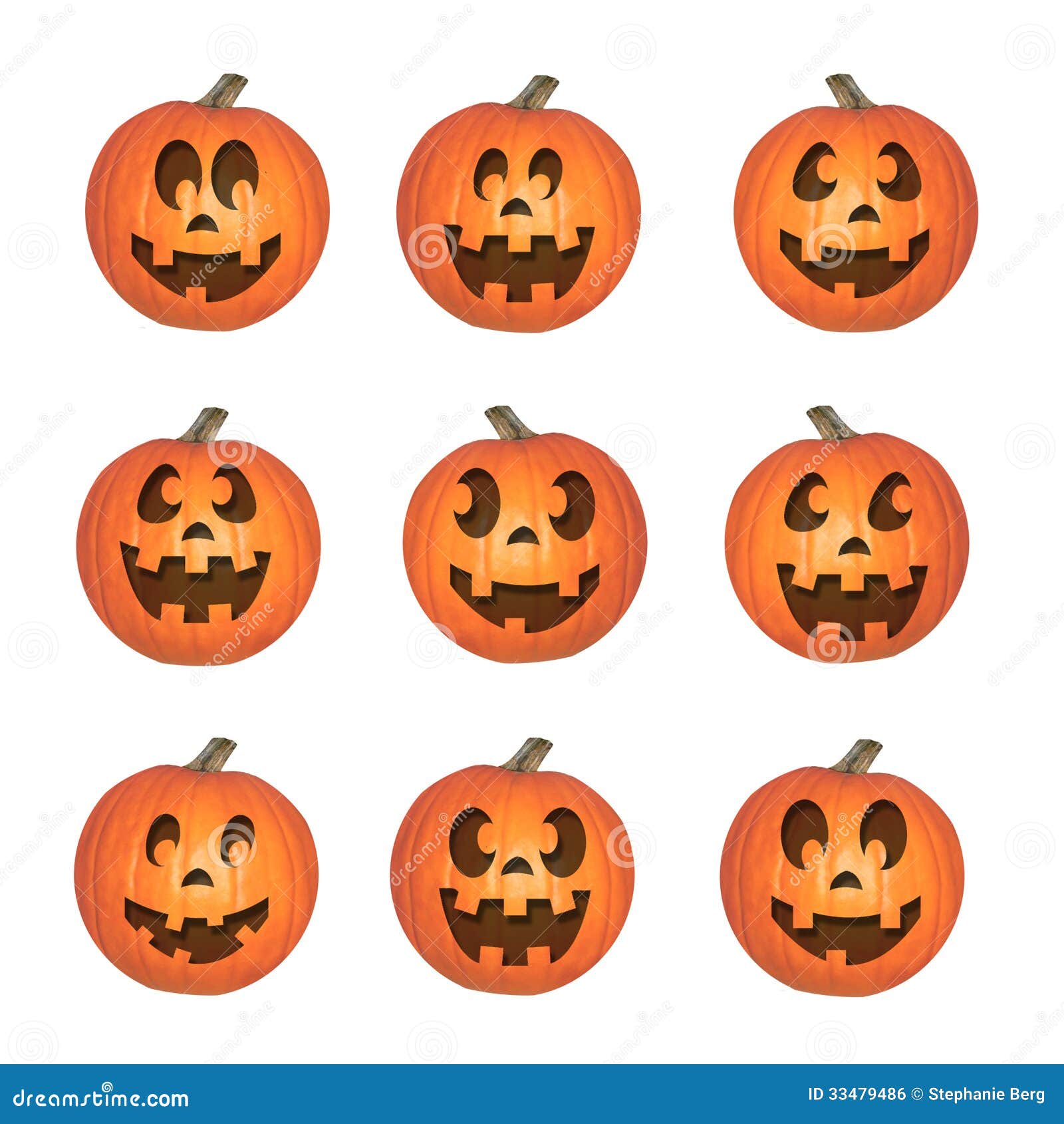 Happy Halloween Pumpkin Set Stock Illustration - Illustration of face ...