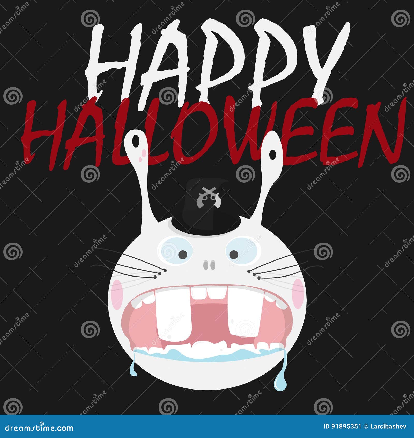 Happy Halloween rabbit stock vector. Illustration of flyer - 91895351