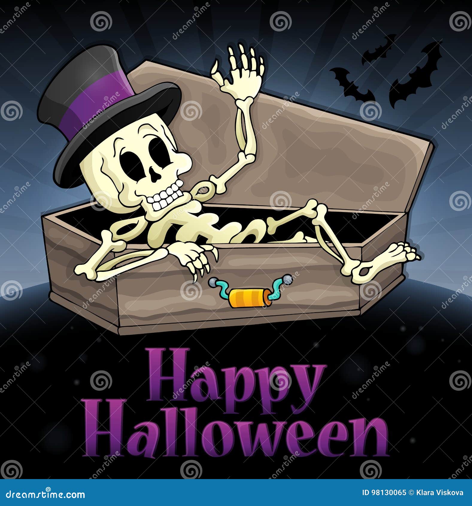 Happy Halloween Sign with Skeleton Stock Vector - Illustration of ...