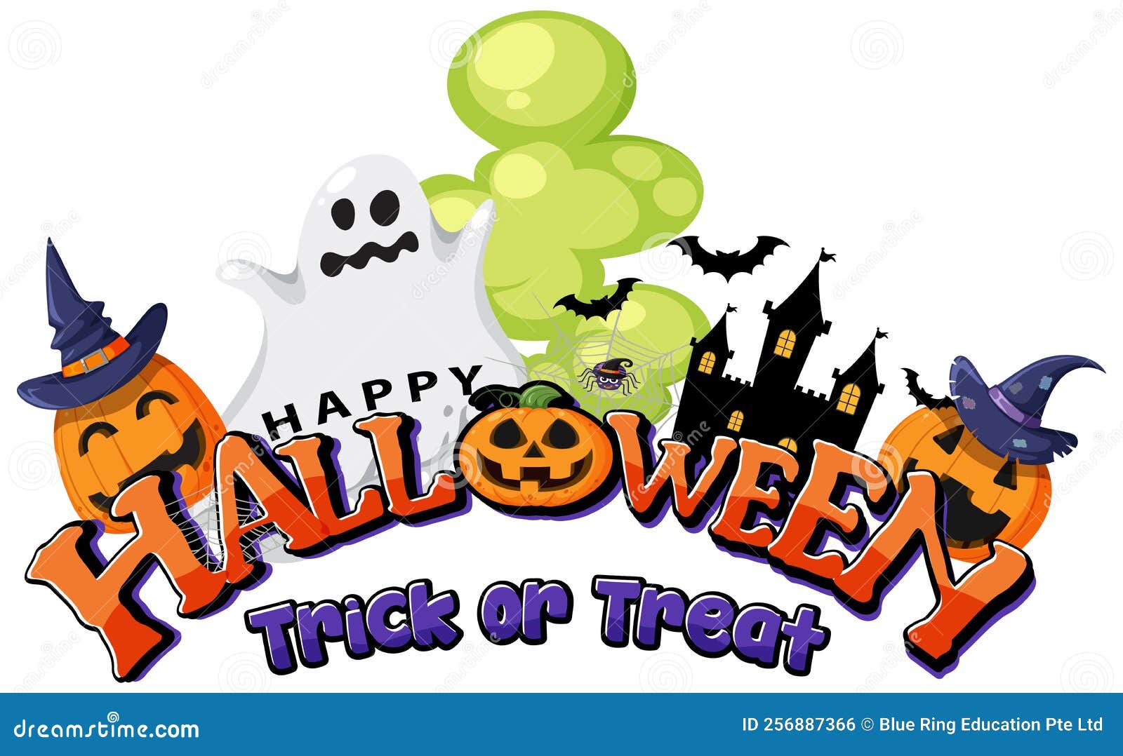 Happy Halloween Text Logo stock vector. Illustration of blank - 256887366