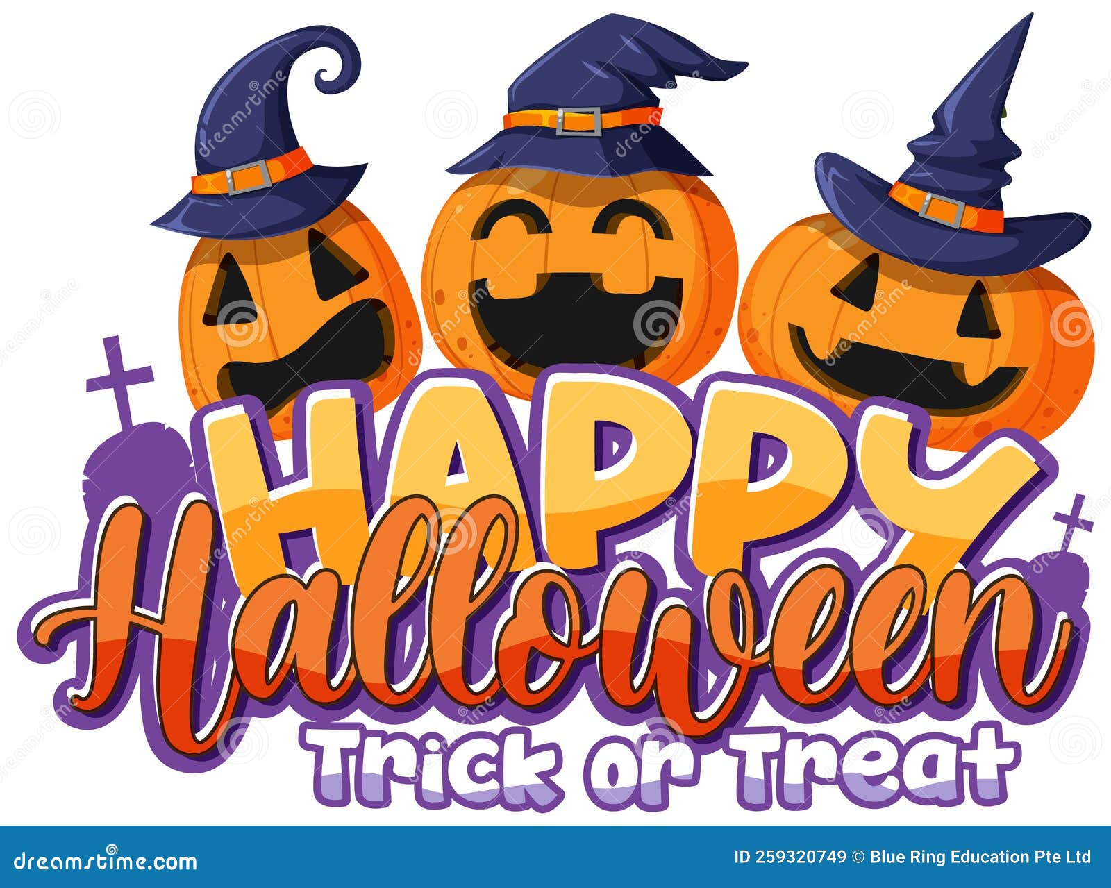 Happy Halloween Text Logo stock vector. Illustration of clip - 259320749