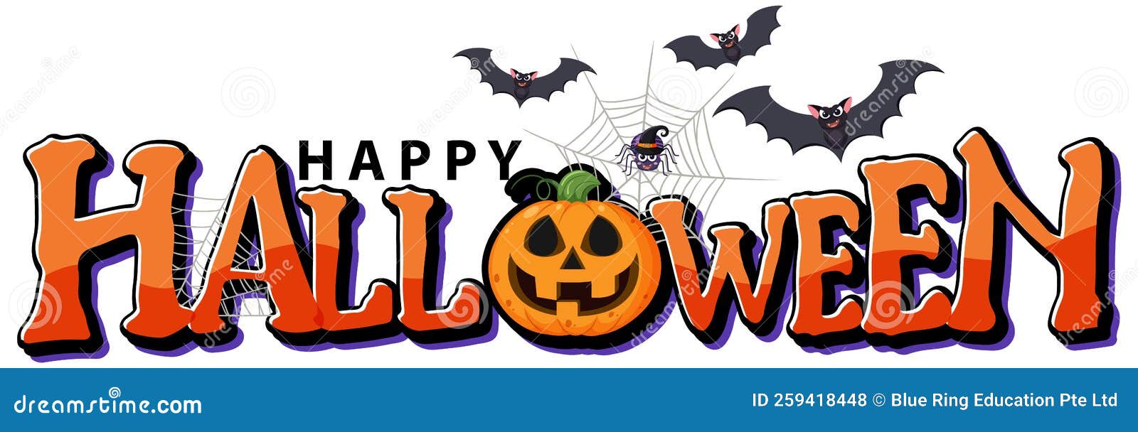 Happy Halloween Text Logo stock vector. Illustration of element - 259418448