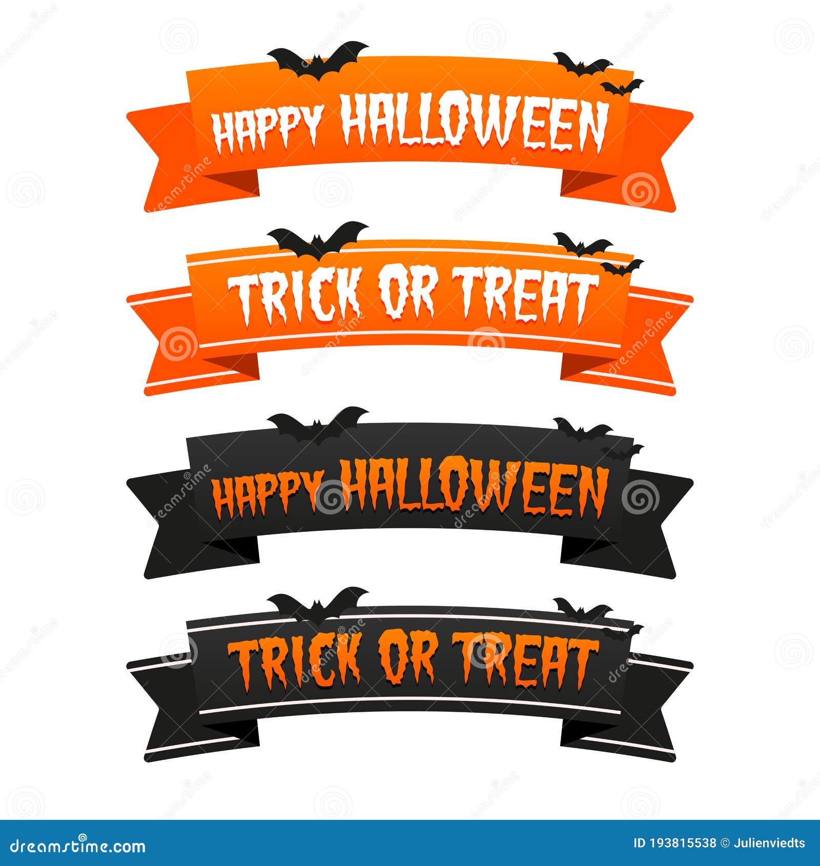 Happy Halloween Trick or Treat Ribbons Stock Illustration ...