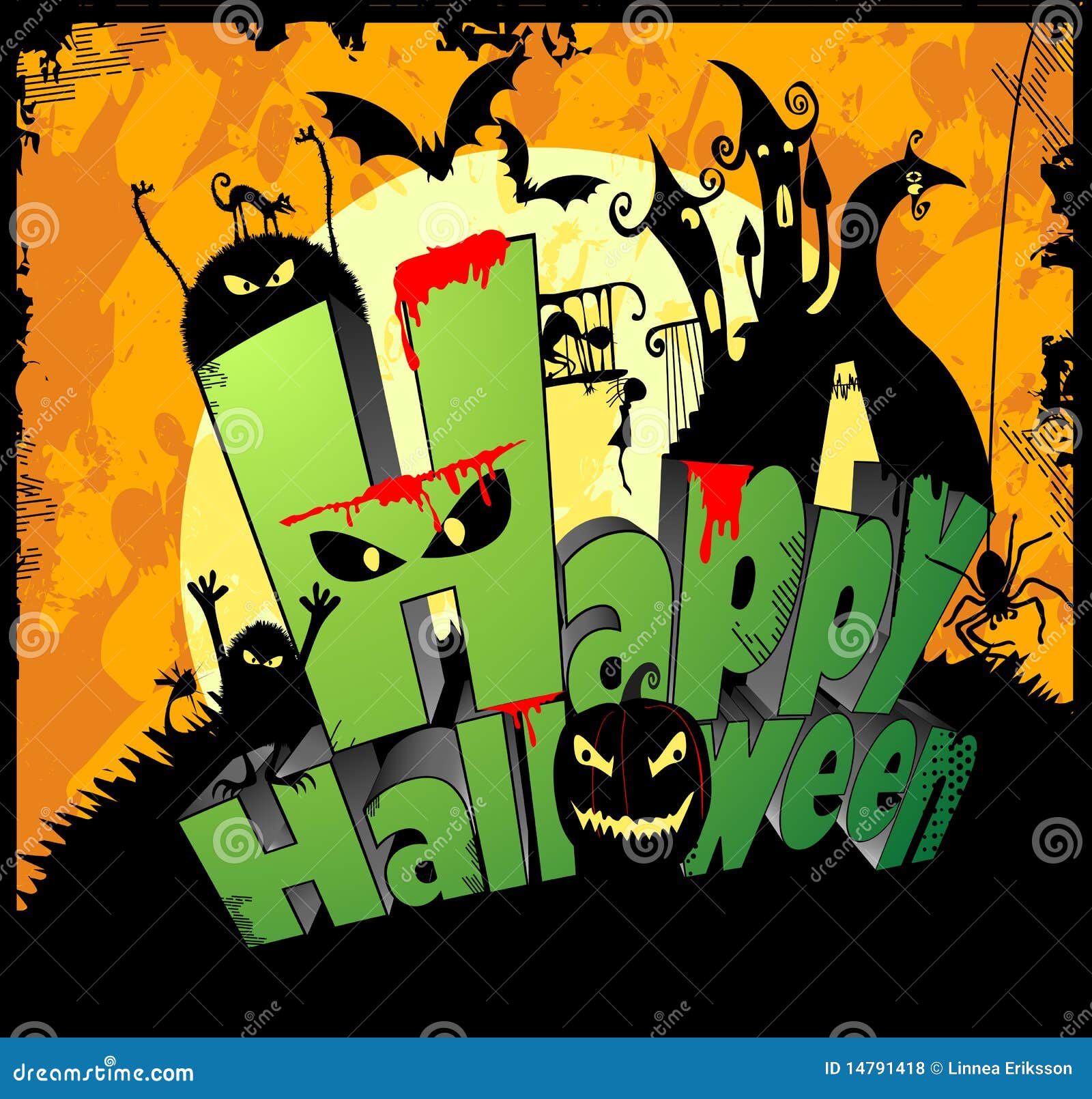 Happy Halloween Type stock vector. Illustration of monster - 14791418