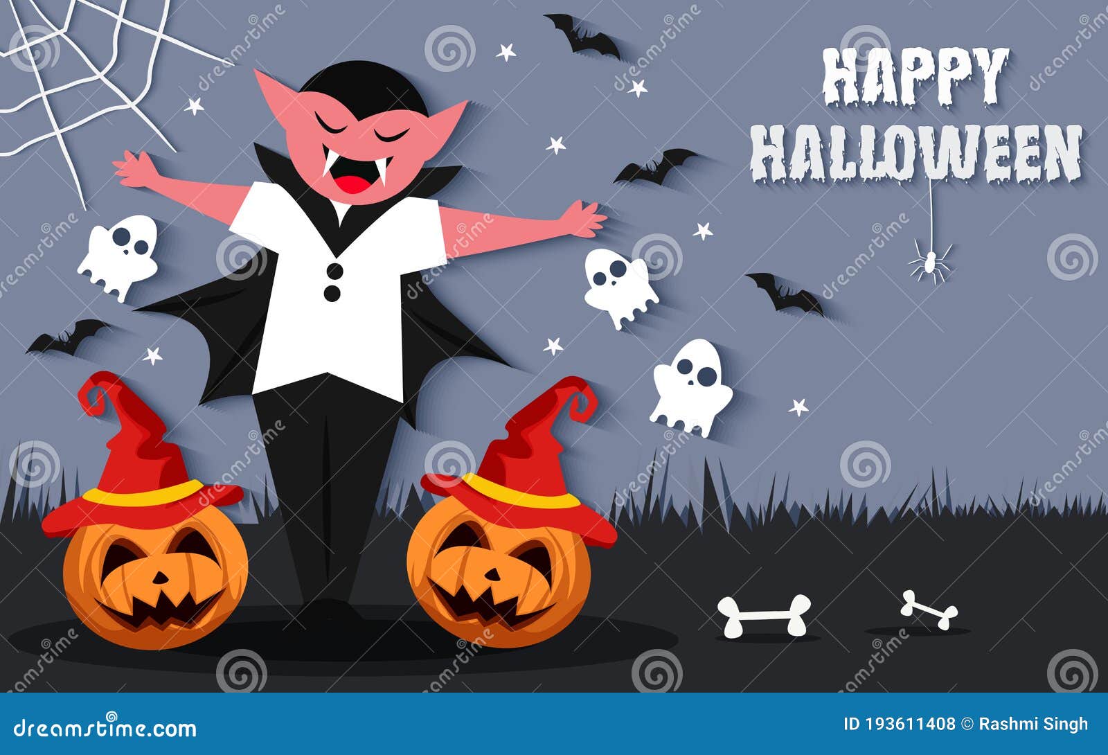 Vampire Halloween Vector Scary Background Stock Vector - Illustration ...