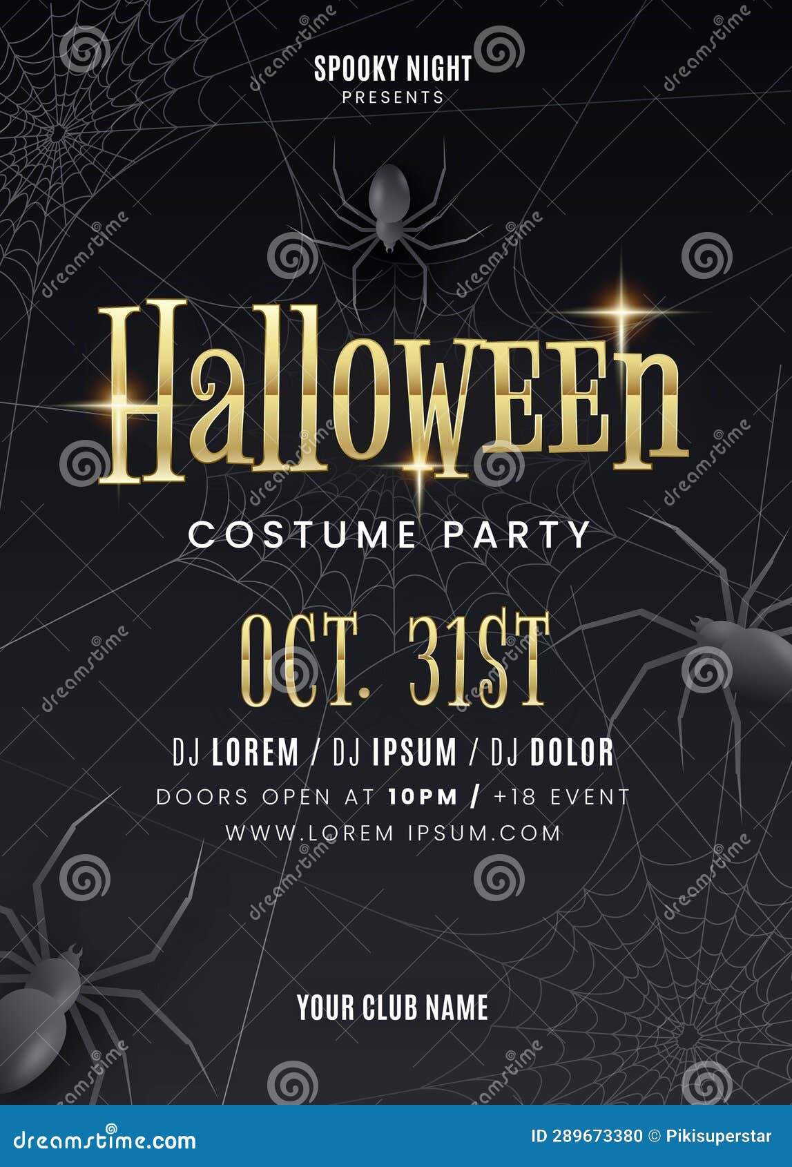 Happy Halloween Webs Spiders Poster Vector Illustration Stock Vector ...