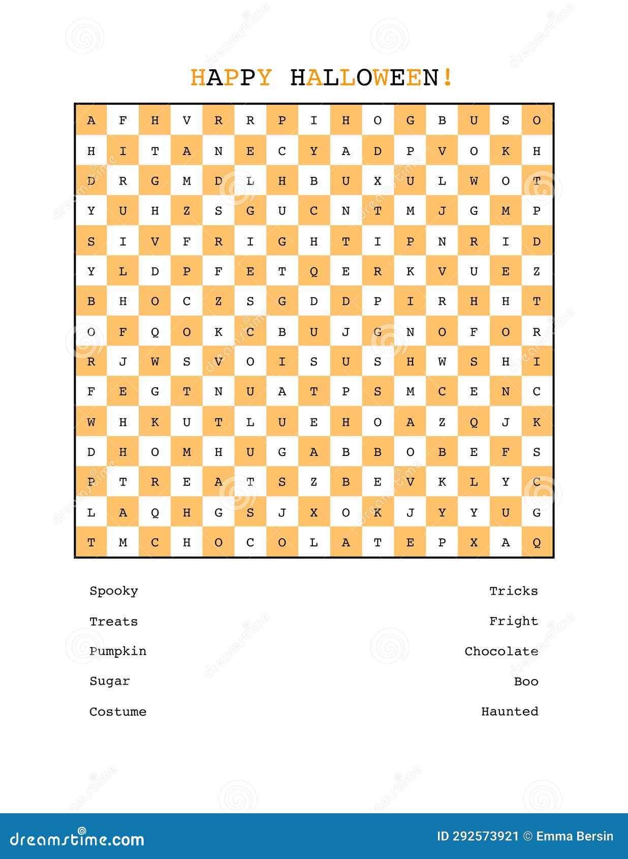 Happy Halloween Word Search Stock Illustration - Illustration of search ...