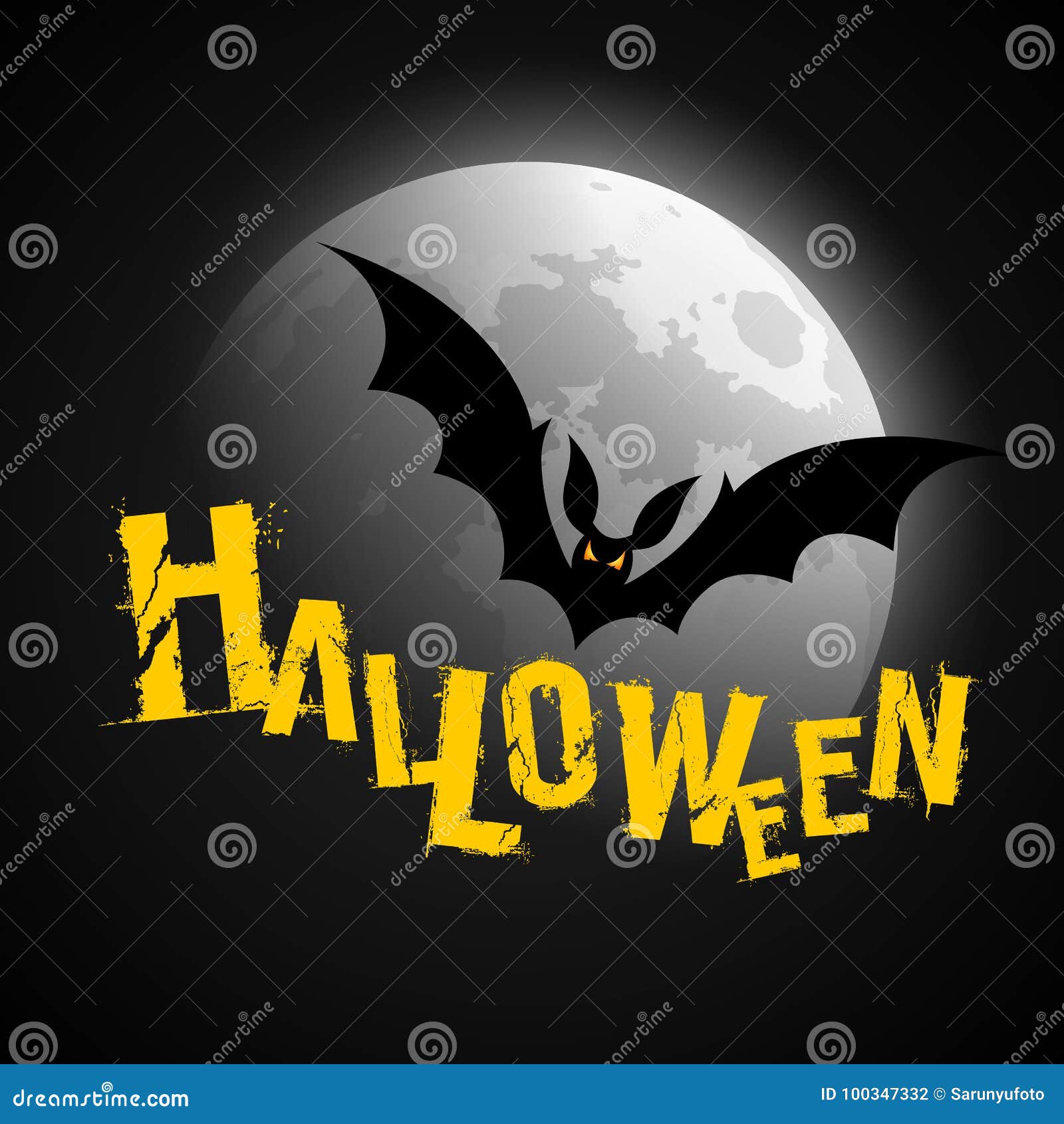 Happy Halloween Yellow Lettering Stock Vector - Illustration of ...