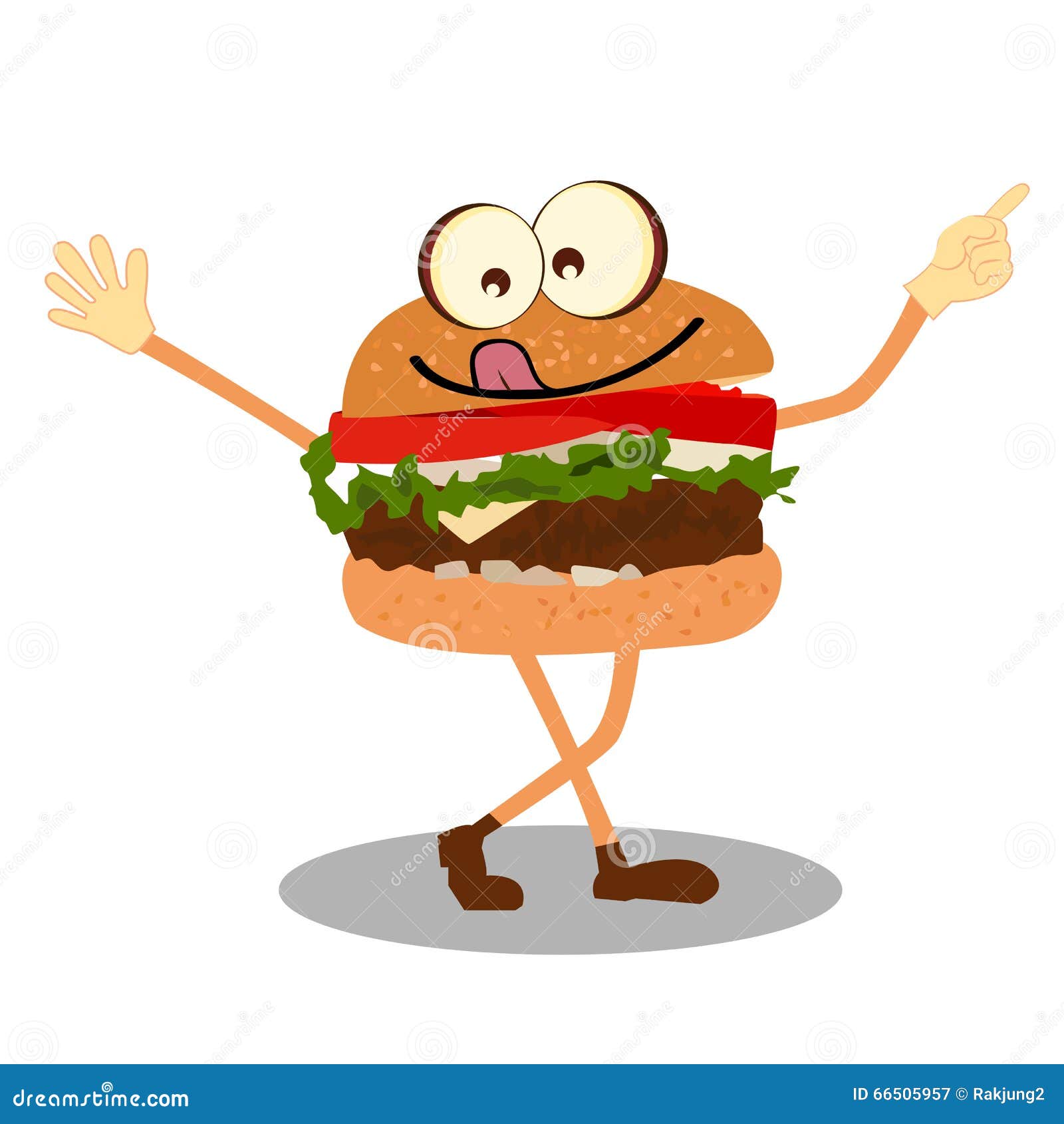 Happy Hamburger Cartoon Character Waving Stock Vector - Illustration of ...