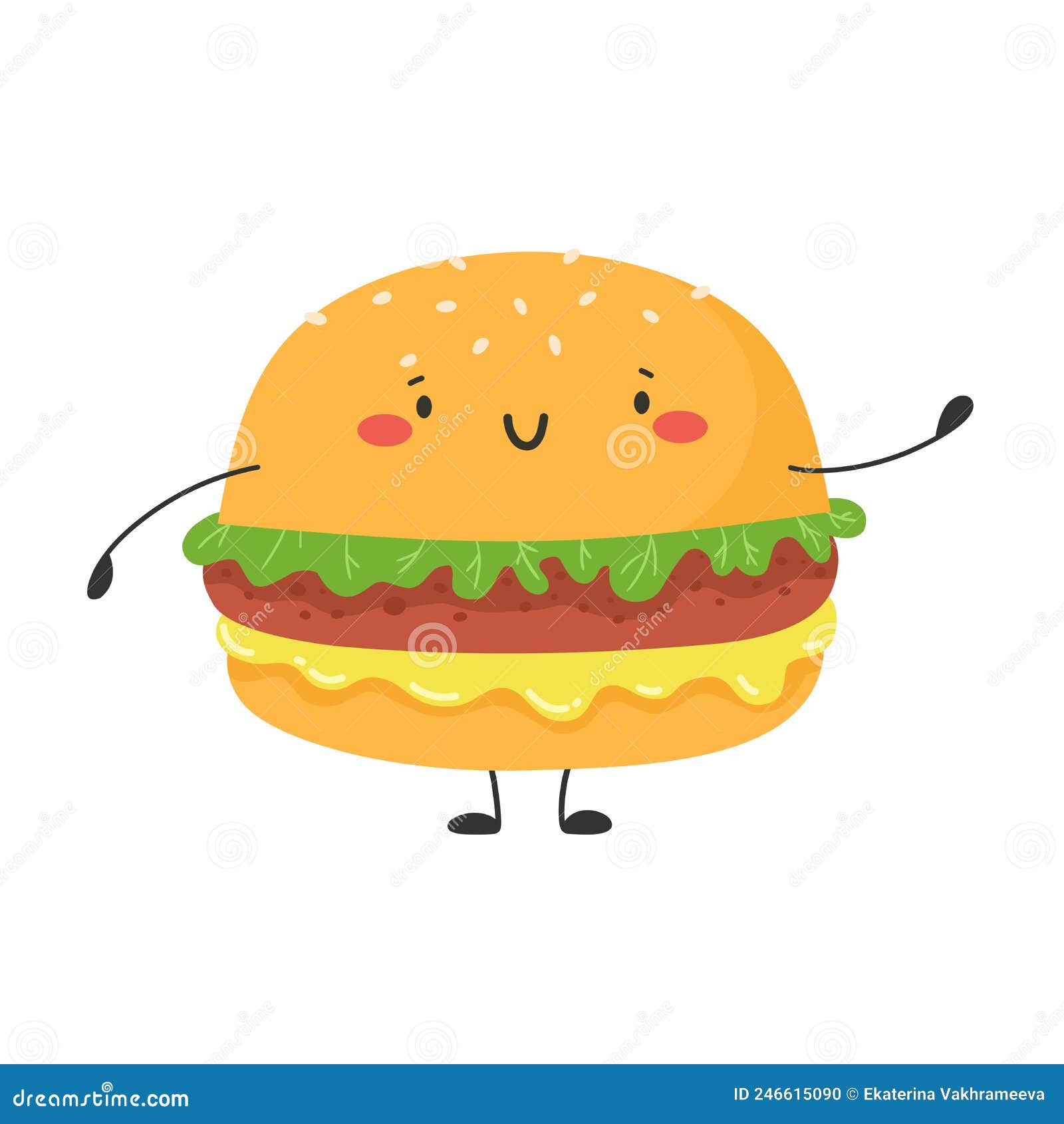 Happy Hamburger, Fast Food Character. Vector Illustration. Stock Vector ...