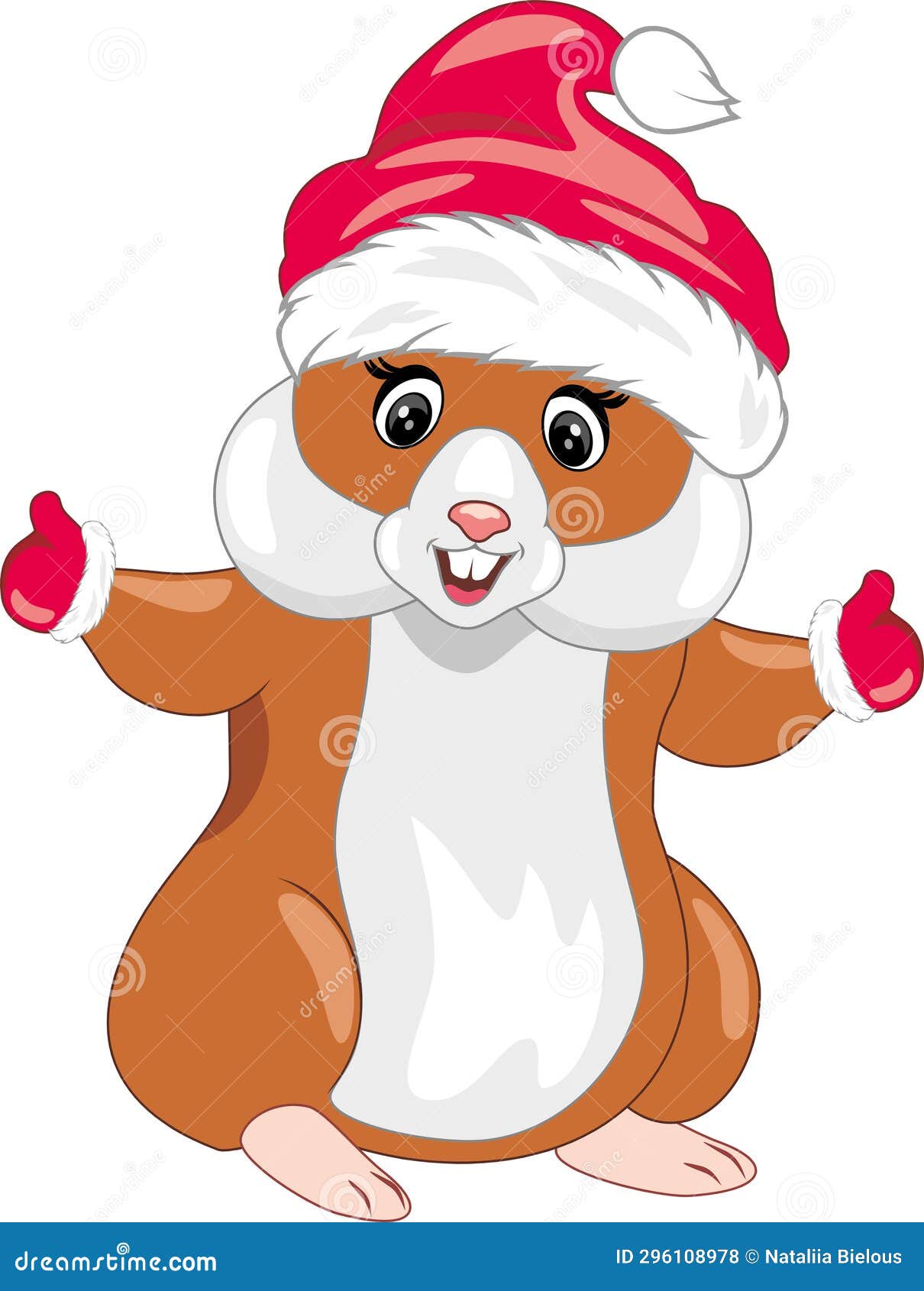 Happy Hamster with Christmas Hat and Mittens Stock Vector ...