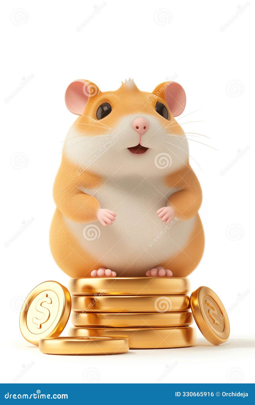 A Happy Hamster Sits on a Stack of Gold Coins. Generative AI Stock ...