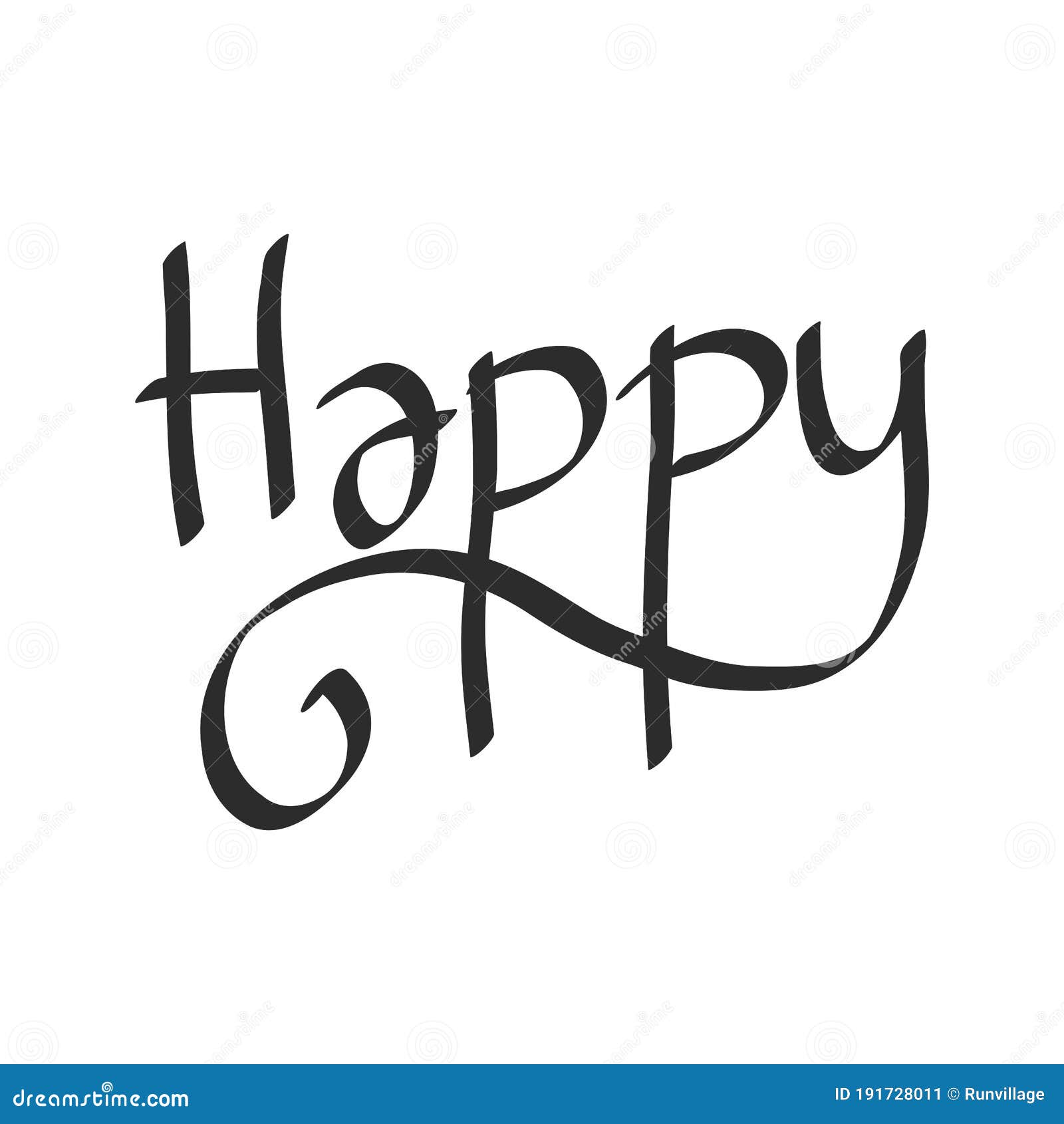 Happy hand drawn text stock vector. Illustration of drawing - 191728011