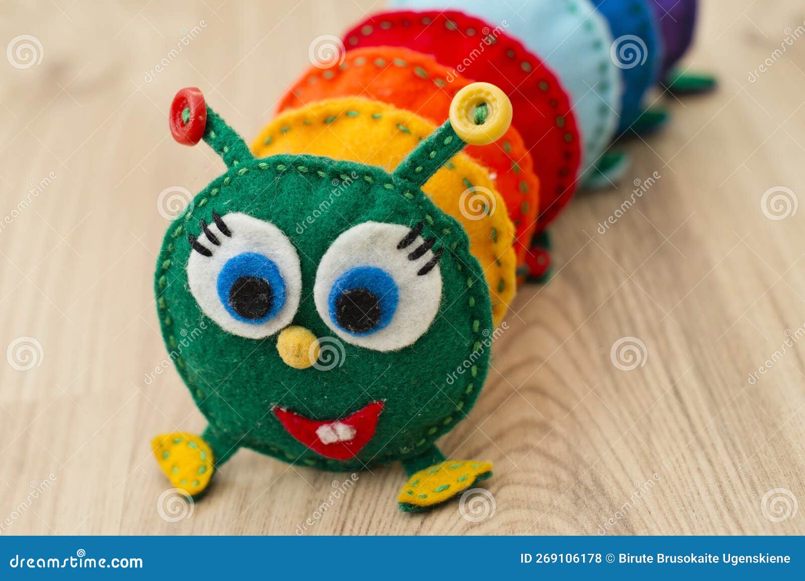 Happy Hand Made Worm. Helminth Made of Different Colors Felt. Stock ...