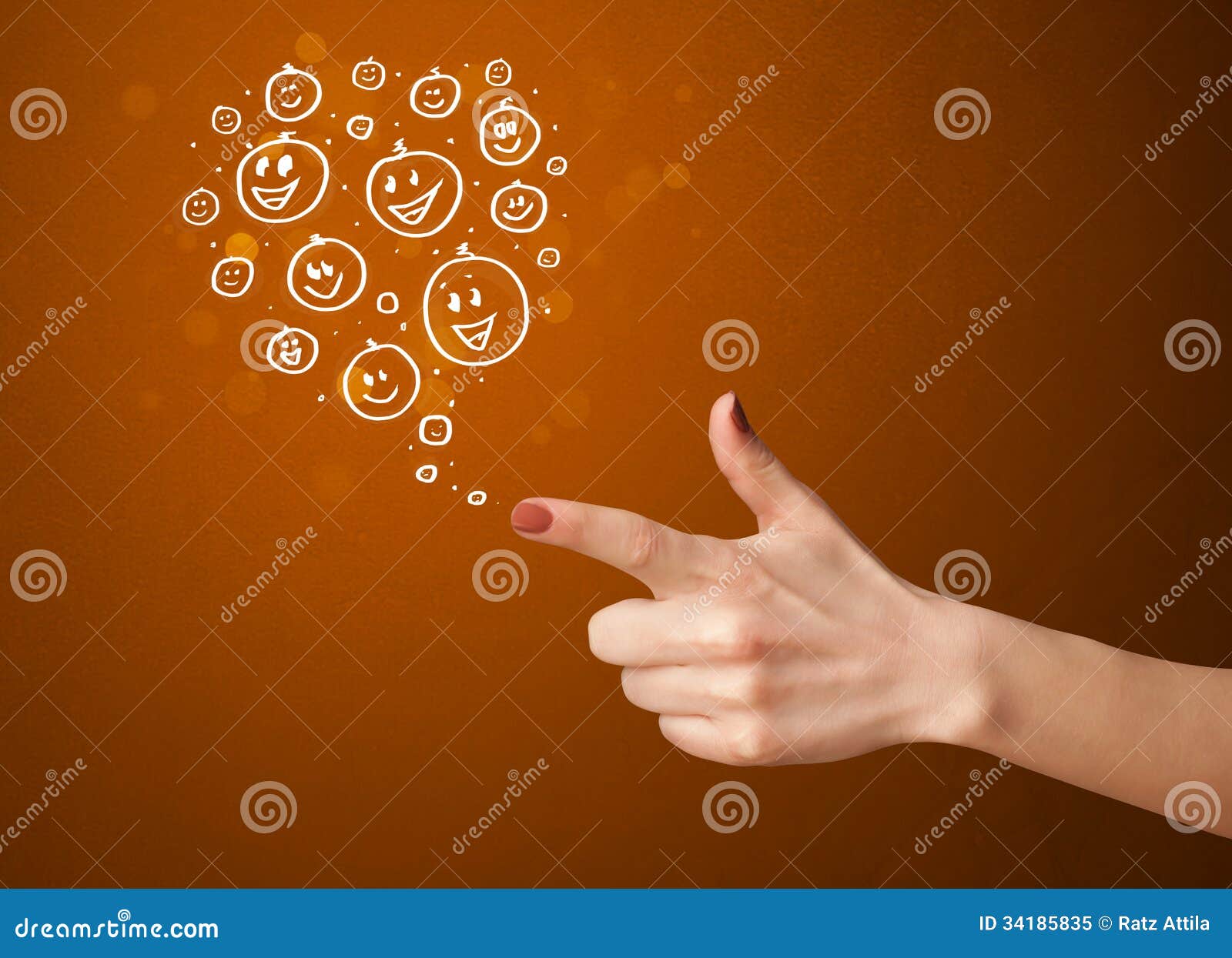 Hand With Smiley Isolated On White, Concept Of Communication Royalty ...