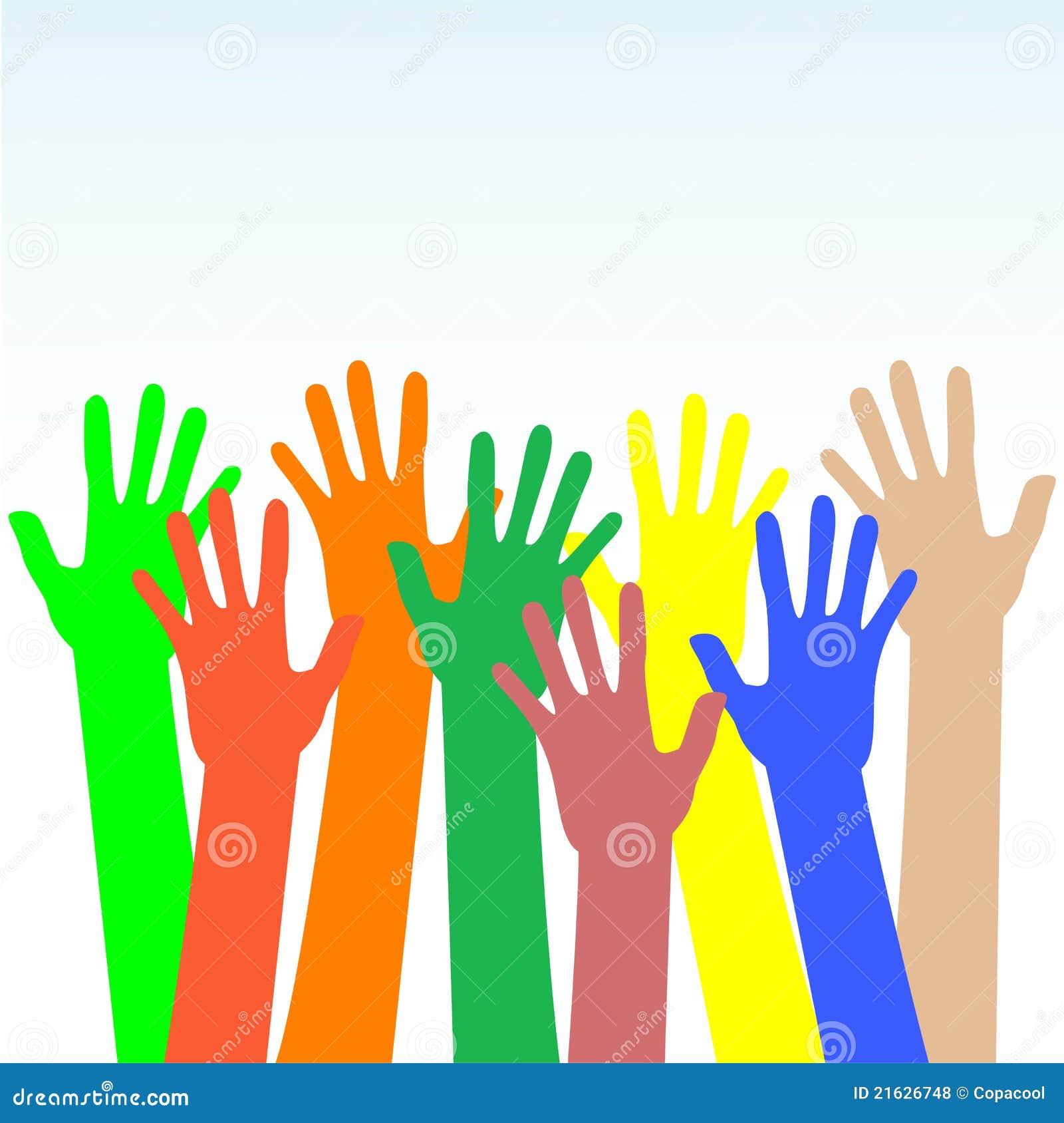 Happy Hands Multicolored Vector on Blue Background Stock Vector ...