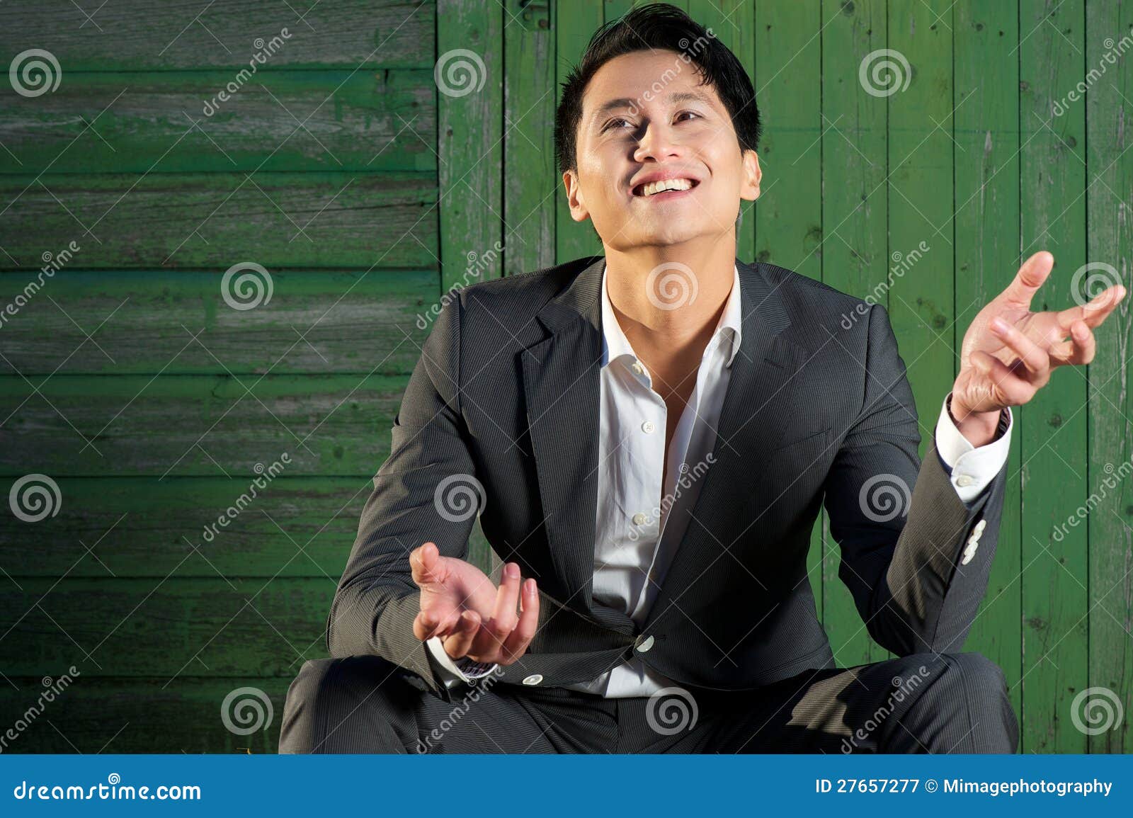 Happy and Handsome Businessman Making Gestures Stock Image - Image of ...