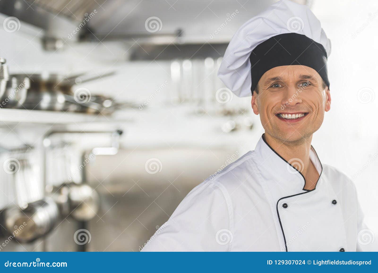 Happy Handsome Chef Looking at Camera Stock Photo - Image of ...