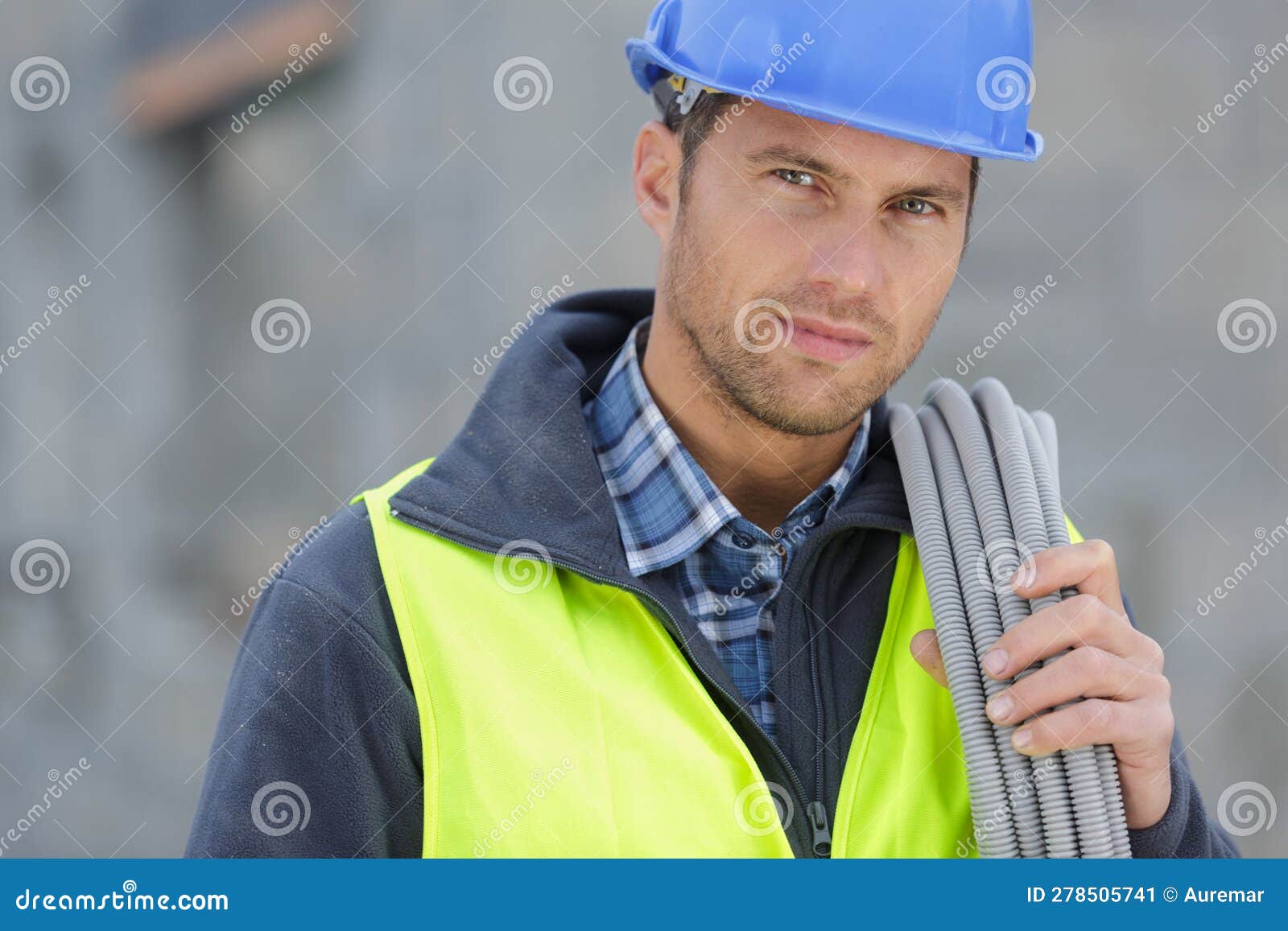 Happy Handsome Electrician Portrait Stock Image - Image of single ...
