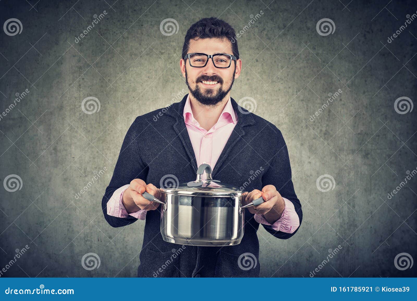 Happy Handsome Man with Cooking Pot Stock Image - Image of cooking ...