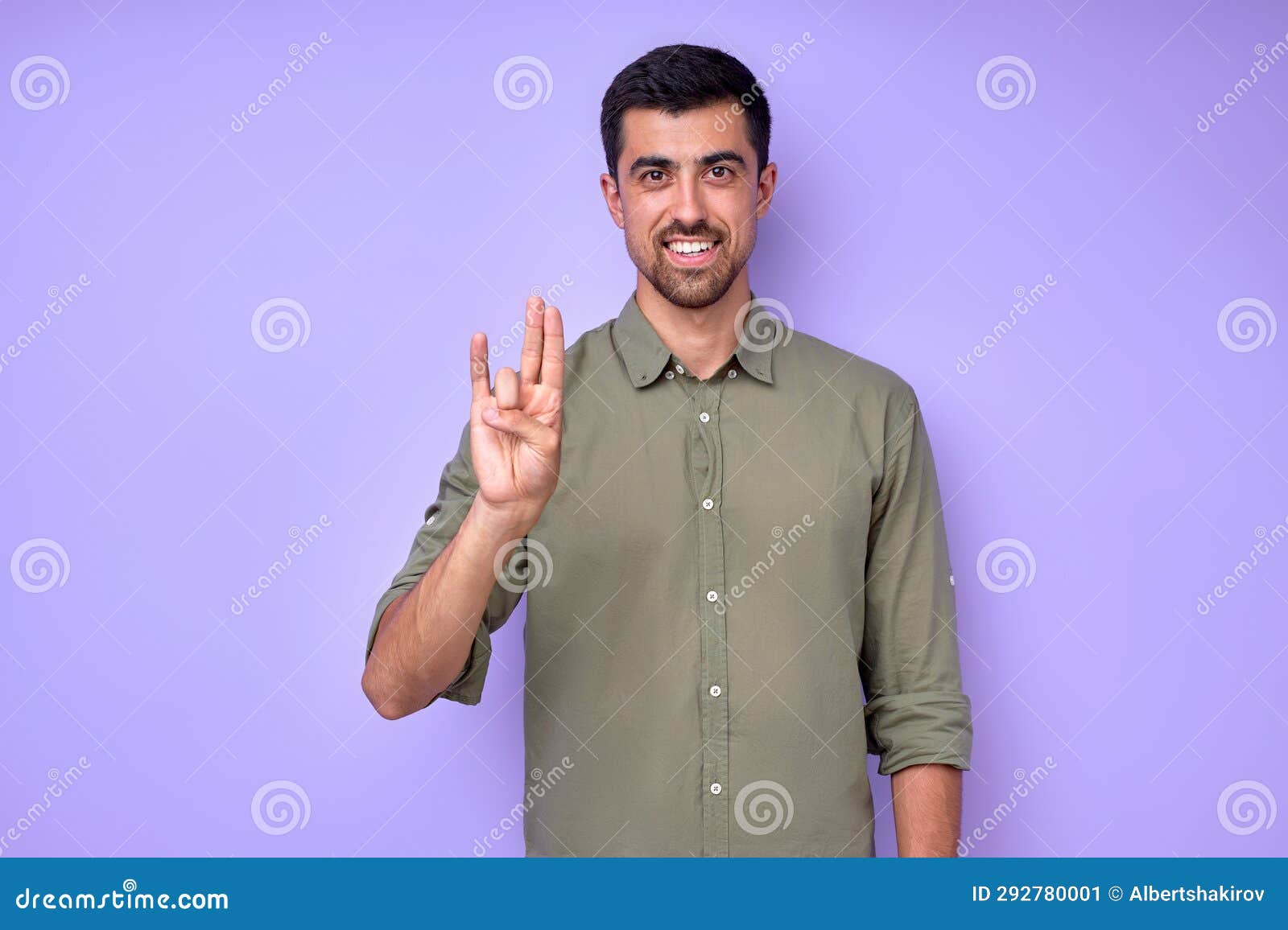 Happy Handsome Smiling Deaf Mute Man Using Sign Language Stock Image ...