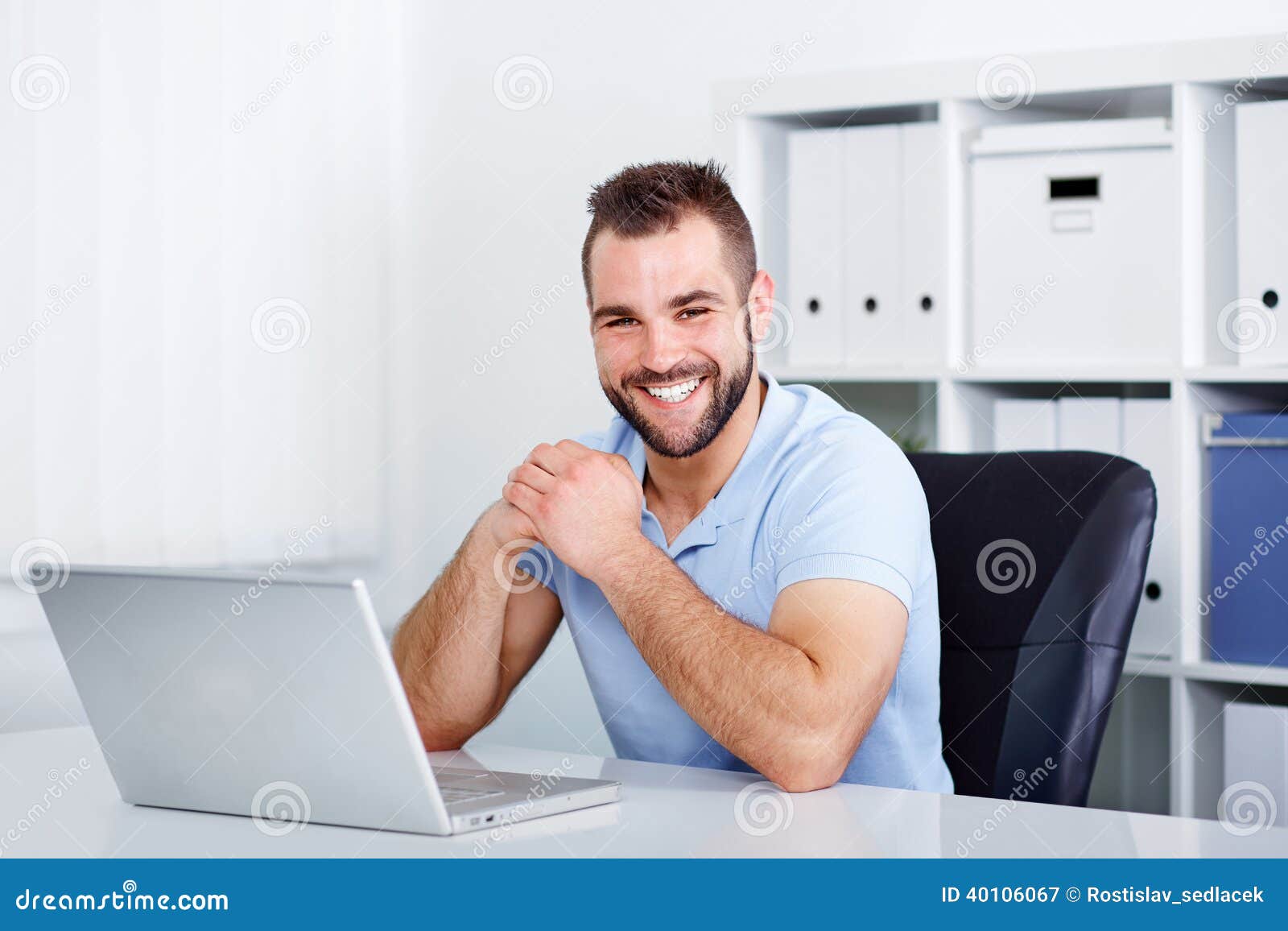 Happy Handsome Young Business Man Working Stock Image - Image of legal ...