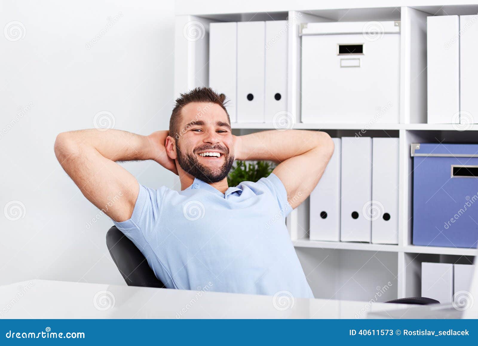 Happy Handsome Young Business Man Working Stock Image - Image of casual ...