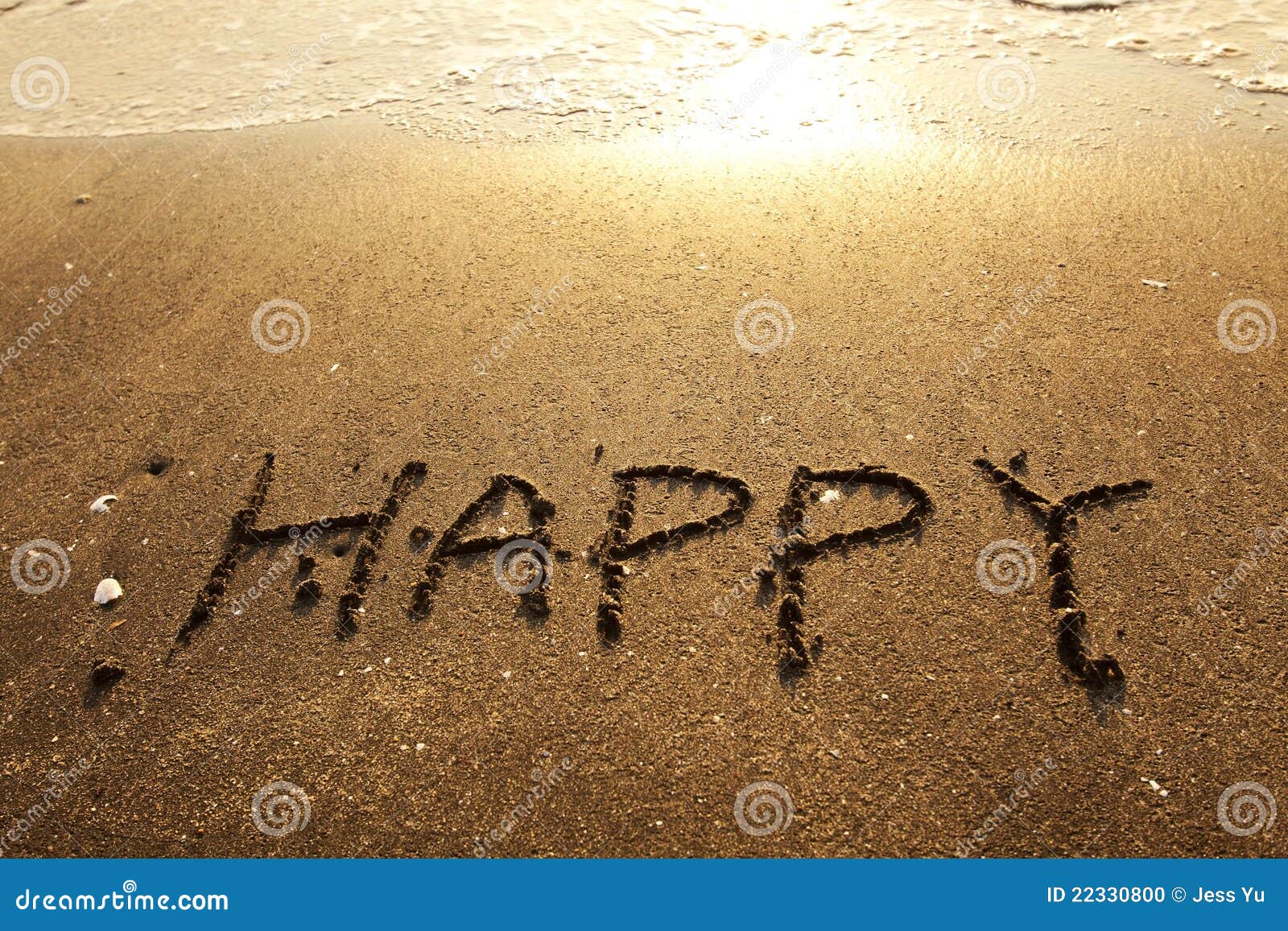 Happy Handwritten Words on Sand Stock Photo - Image of nature ...