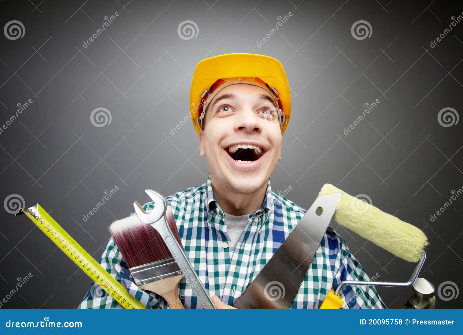 Happy handyman stock photo. Image of equipment, isolated - 20095758