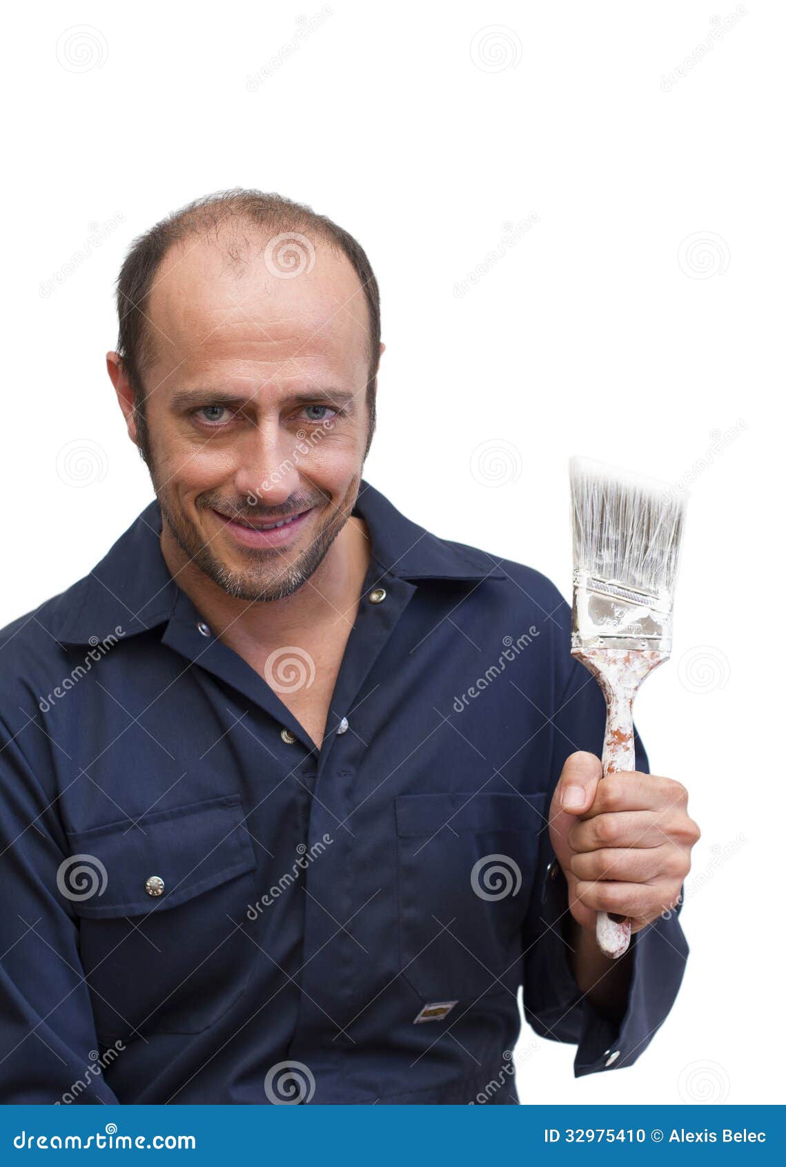 Happy handyman stock photo. Image of construction, white - 32975410