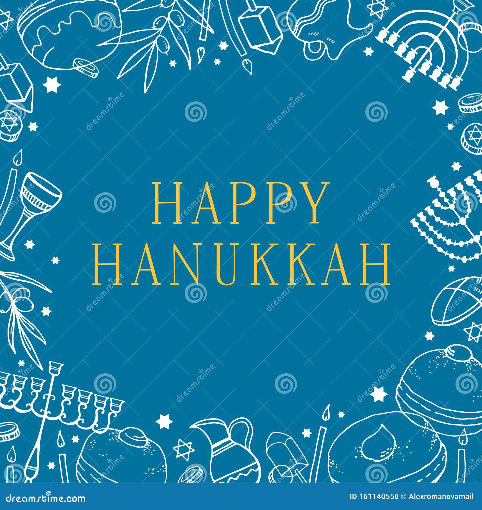 Happy Hanukkah. Rectangular Frame Design Template Stock Vector ...