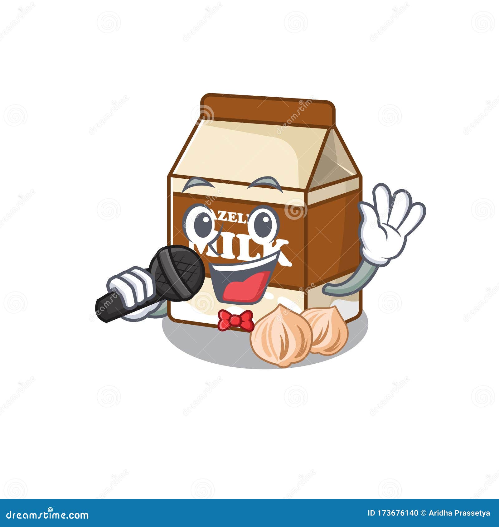 Happy Hazelnut Milk Singing on a Microphone Stock Vector - Illustration ...