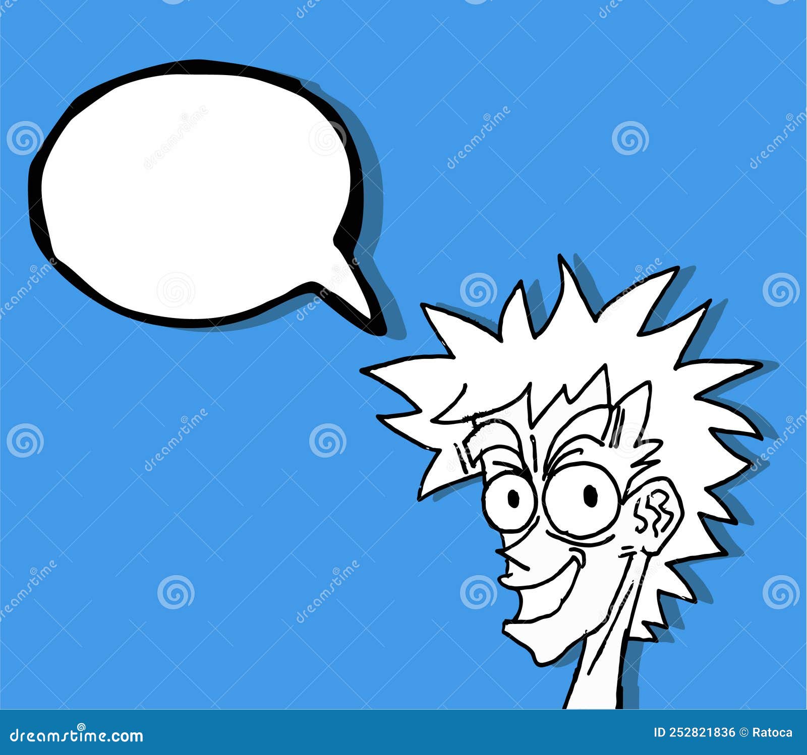 Happy head comic draw stock vector. Illustration of style - 252821836