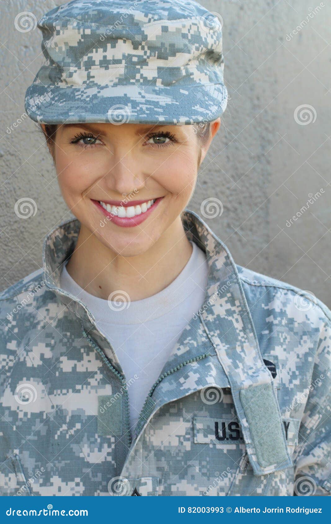 Happy Healthy Army Female Soldier Stock Image - Image of freedom ...