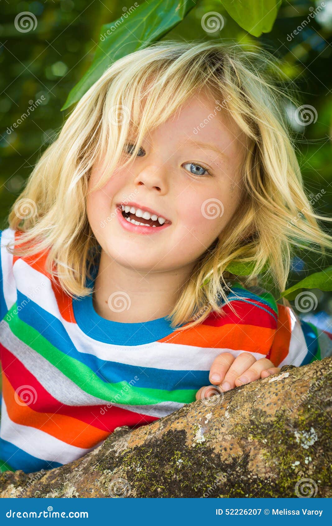 Happy, Healthy Child Climbing Tree at the Beach Stock Image - Image of ...