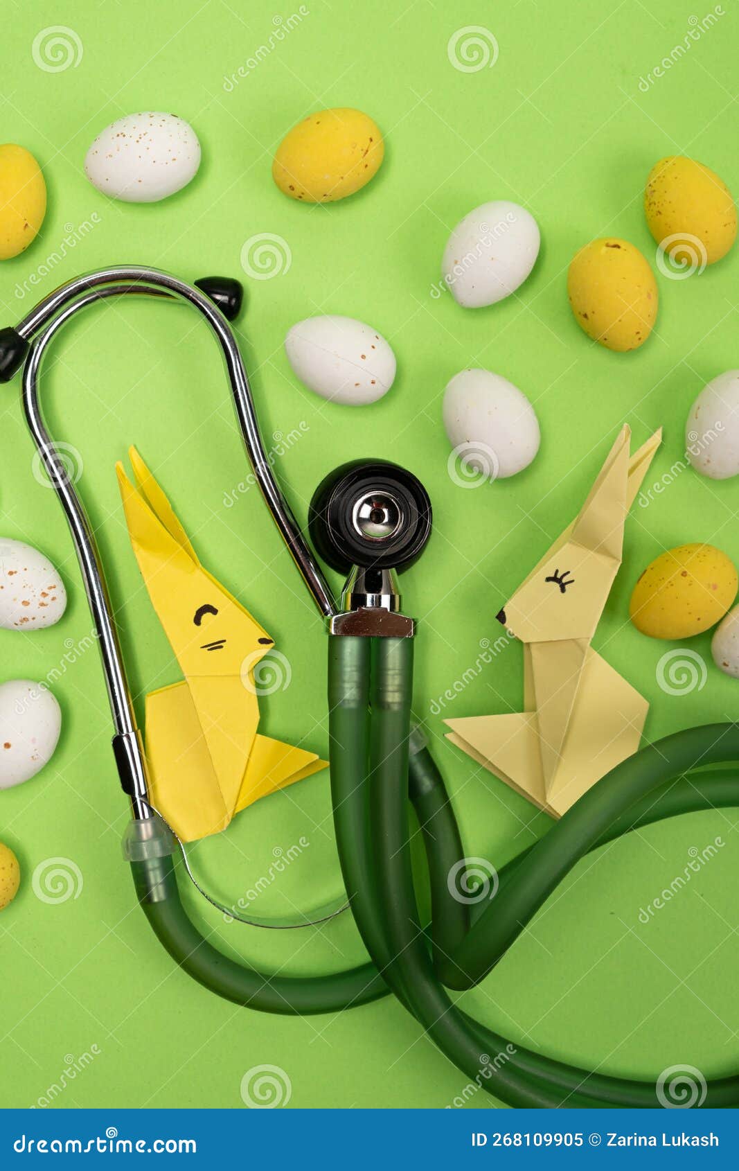 Happy and Healthy Easter - Medical Card with Stethoscope, Easter Bunny ...