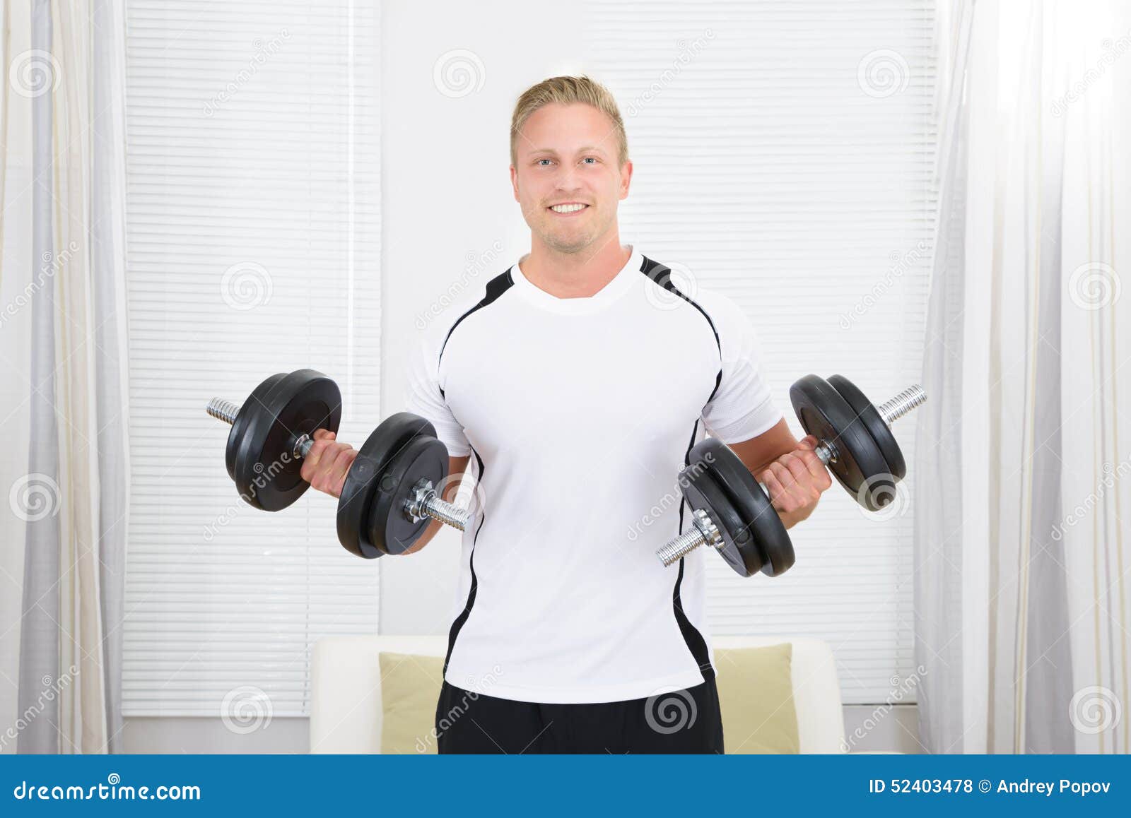 Happy Healthy Man Lifting Weights Stock Photo - Image of caucasian ...