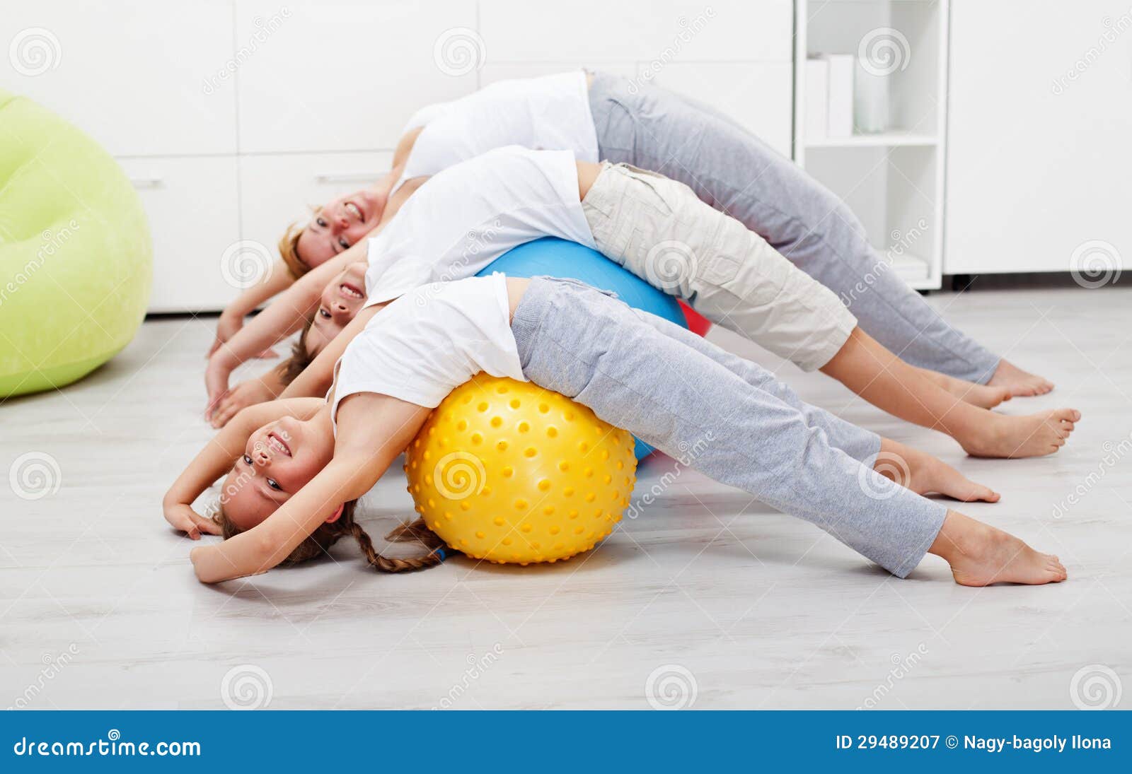 Happy Healthy People Exercising at Home Stock Image - Image of learning ...