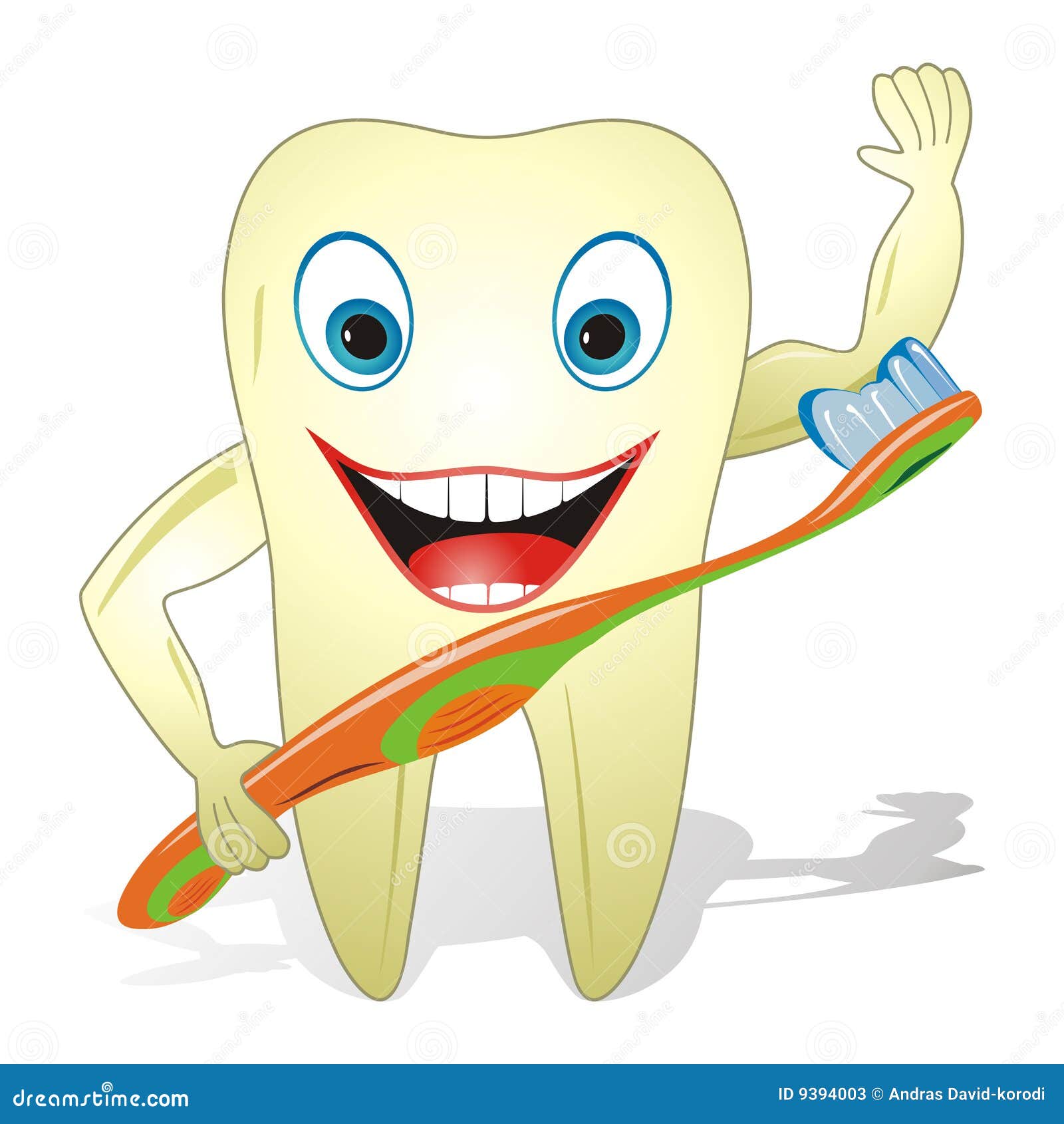 Happy Healthy Tooth with Toothbrush Stock Vector - Illustration of ...