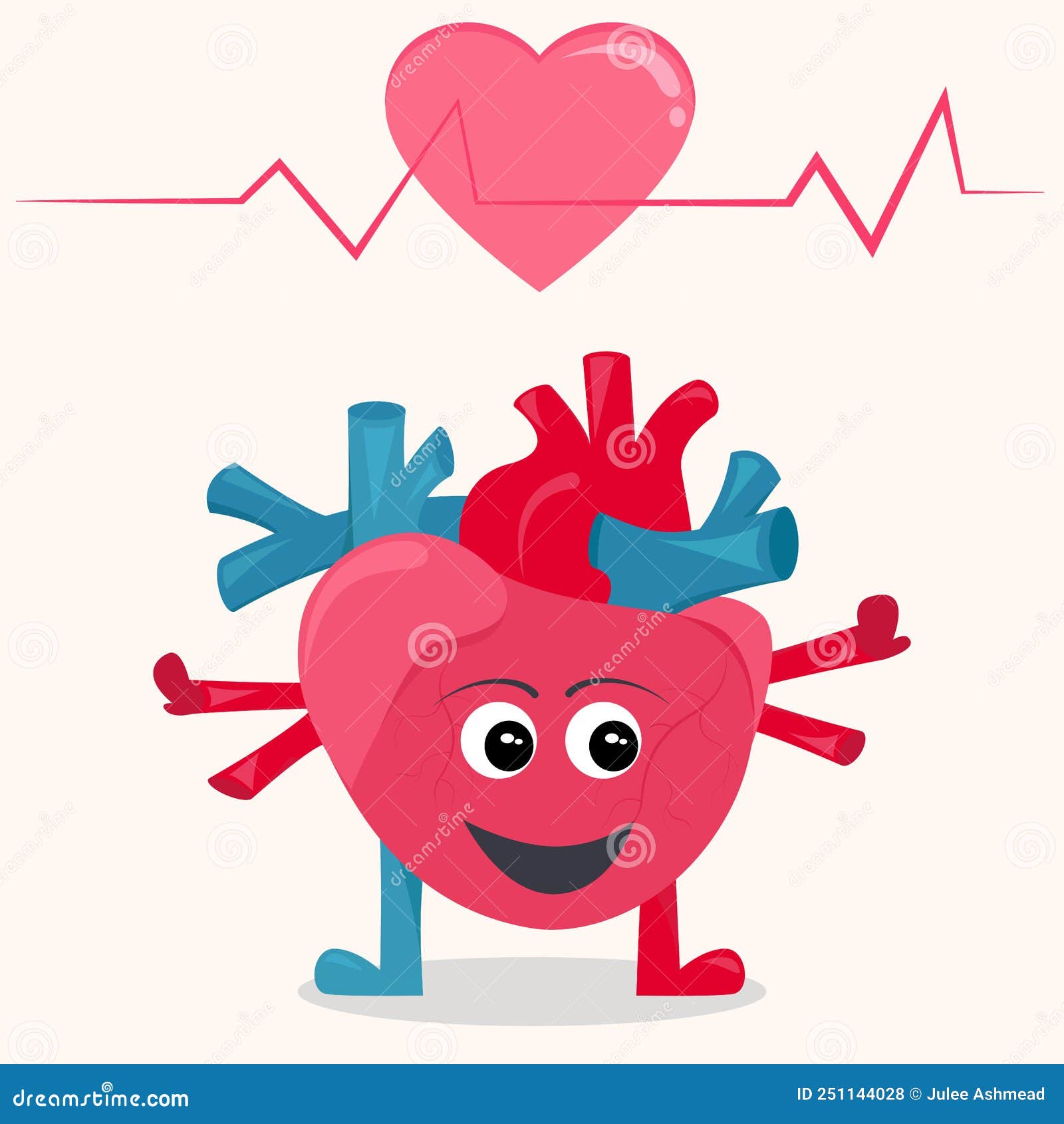 Happy Heart Cartoon Vector Illustration Stock Vector - Illustration of ...