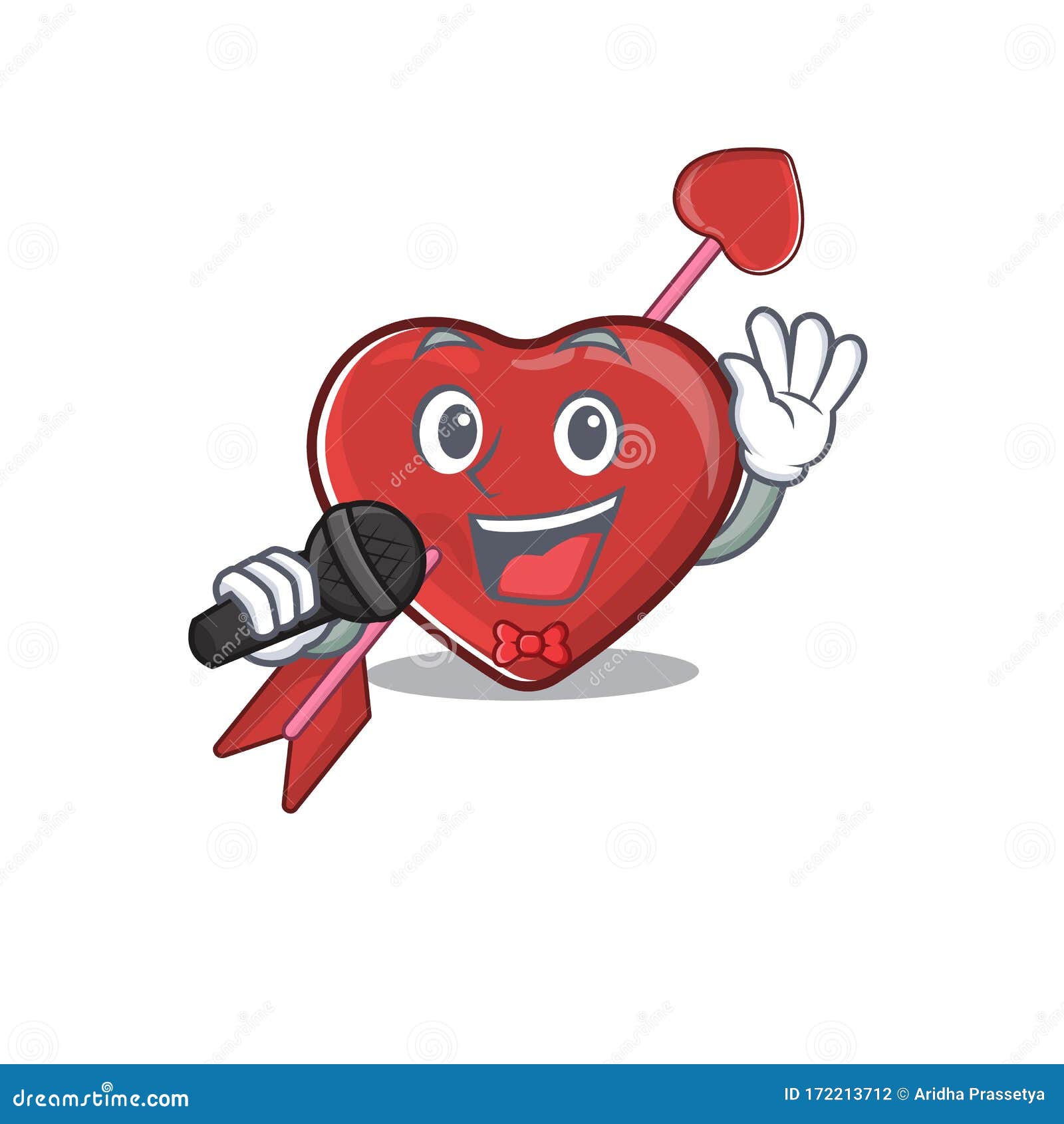 Happy Heart and Arrow Singing on a Microphone Stock Vector ...