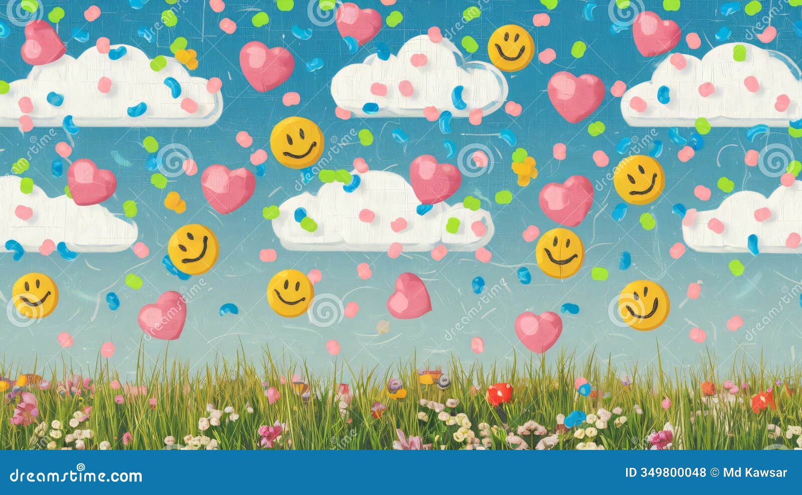 Happy Hearts and Smiley Faces Falling on Spring High Quality Image ...
