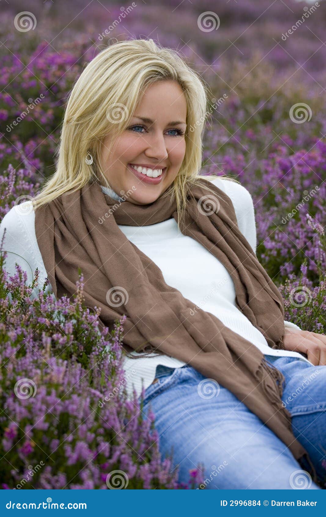 Happy in the Heather stock photo. Image of jeans, cheerful - 2996884