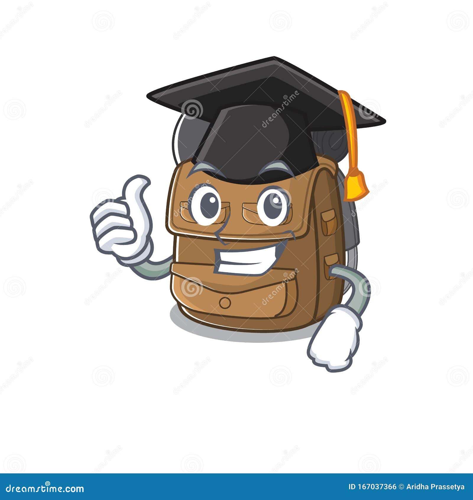 Happy Hiking Backpack Scroll Wearing A Black Graduation Hat Vector ...