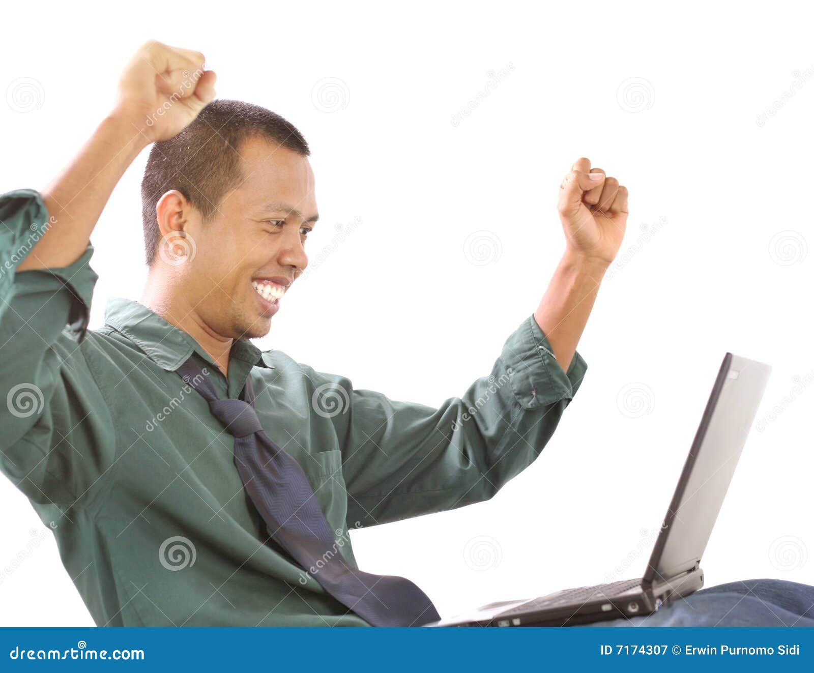 Happy with his accomplish stock image. Image of successfully - 7174307